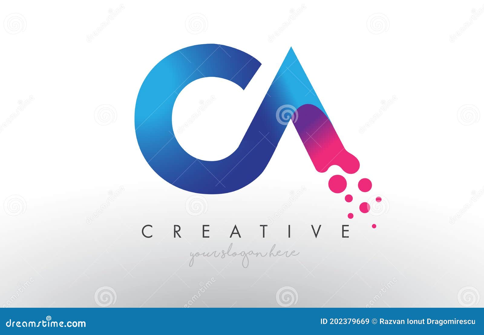 CA Letter Design With Creative Dots Bubble Circles And Blue Pink Colors ...