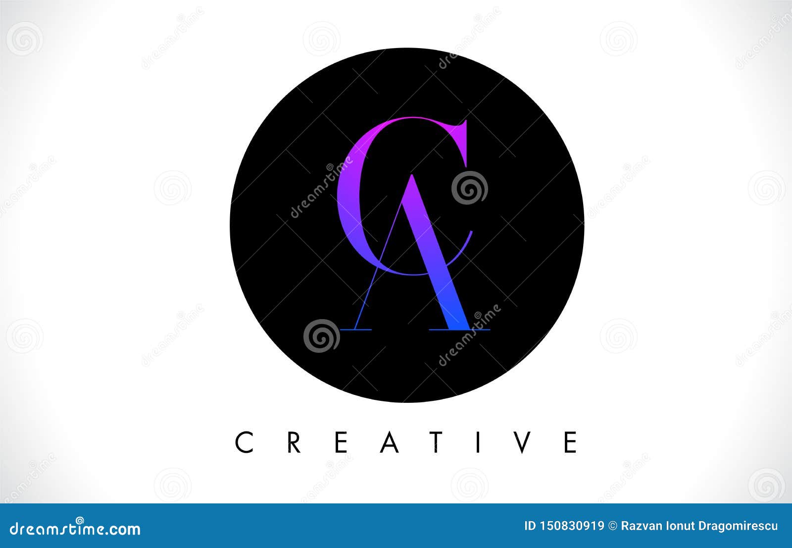 CA Letter Design Logo with Black and White Colors Vector Stock Vector ...