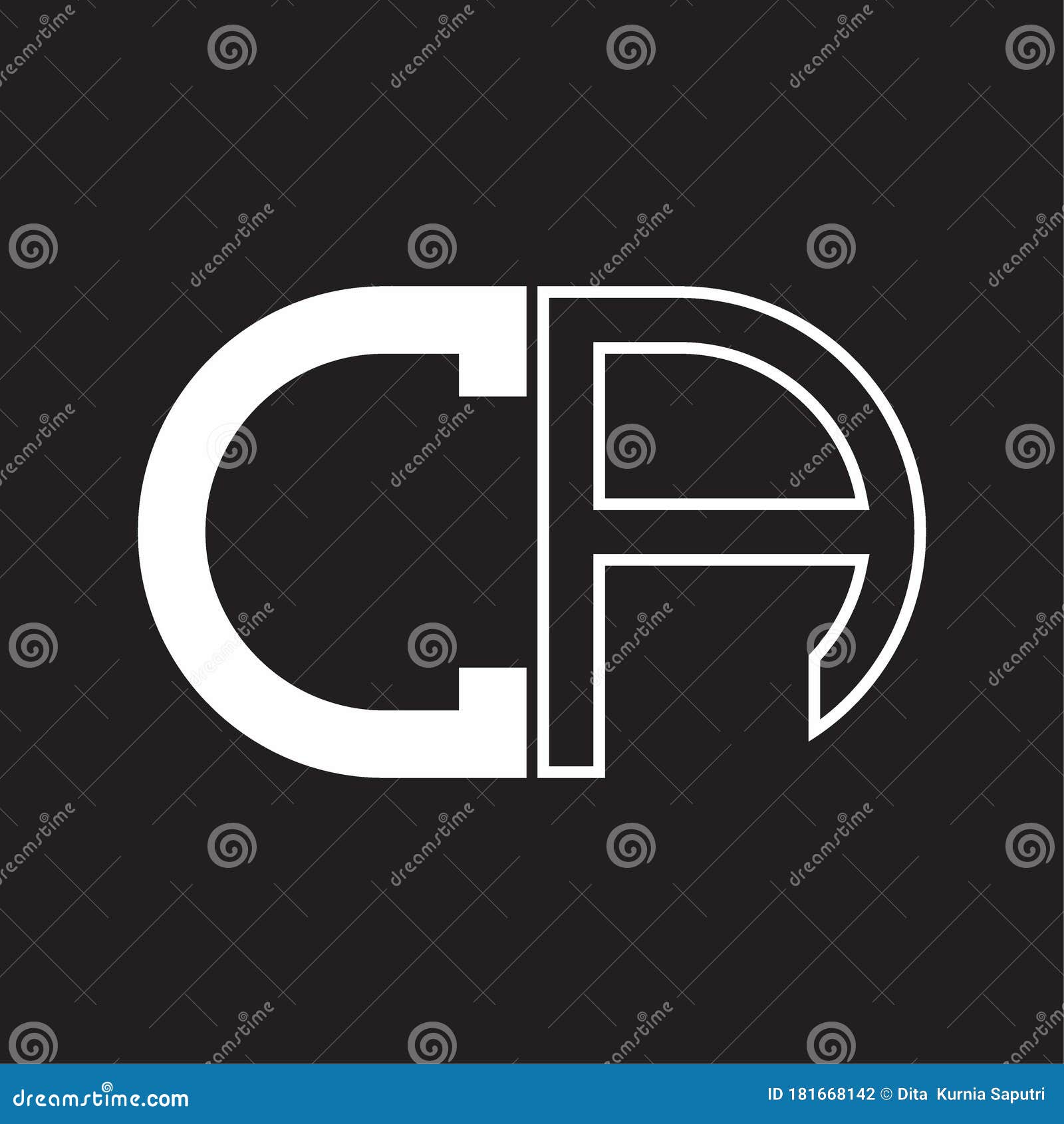 CA Letter Logo Monogram with Oval Shape Negative Space Design Template ...
