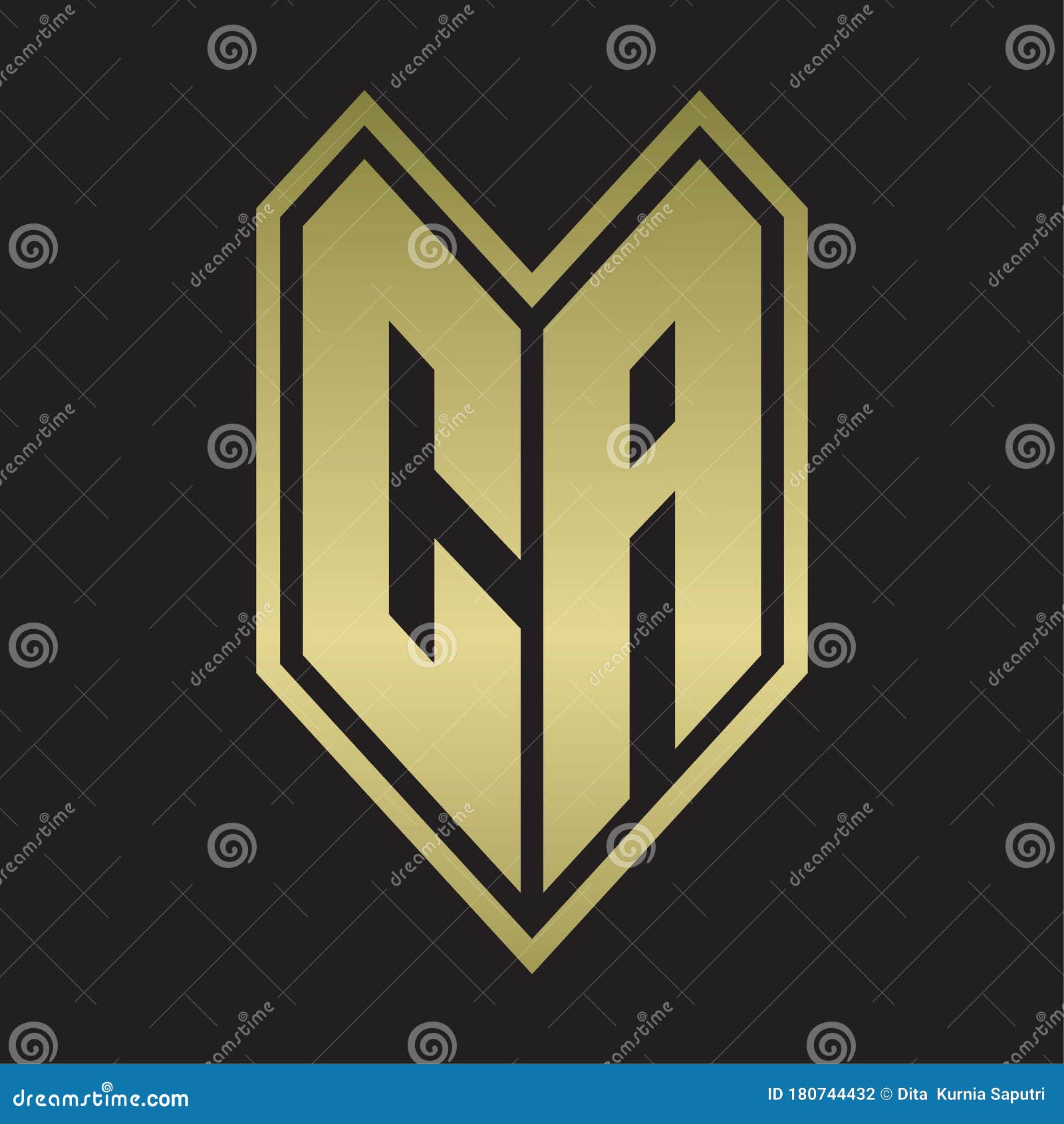 CA Logo Monogram with Emblem Line Style Isolated on Gold Colors Stock ...