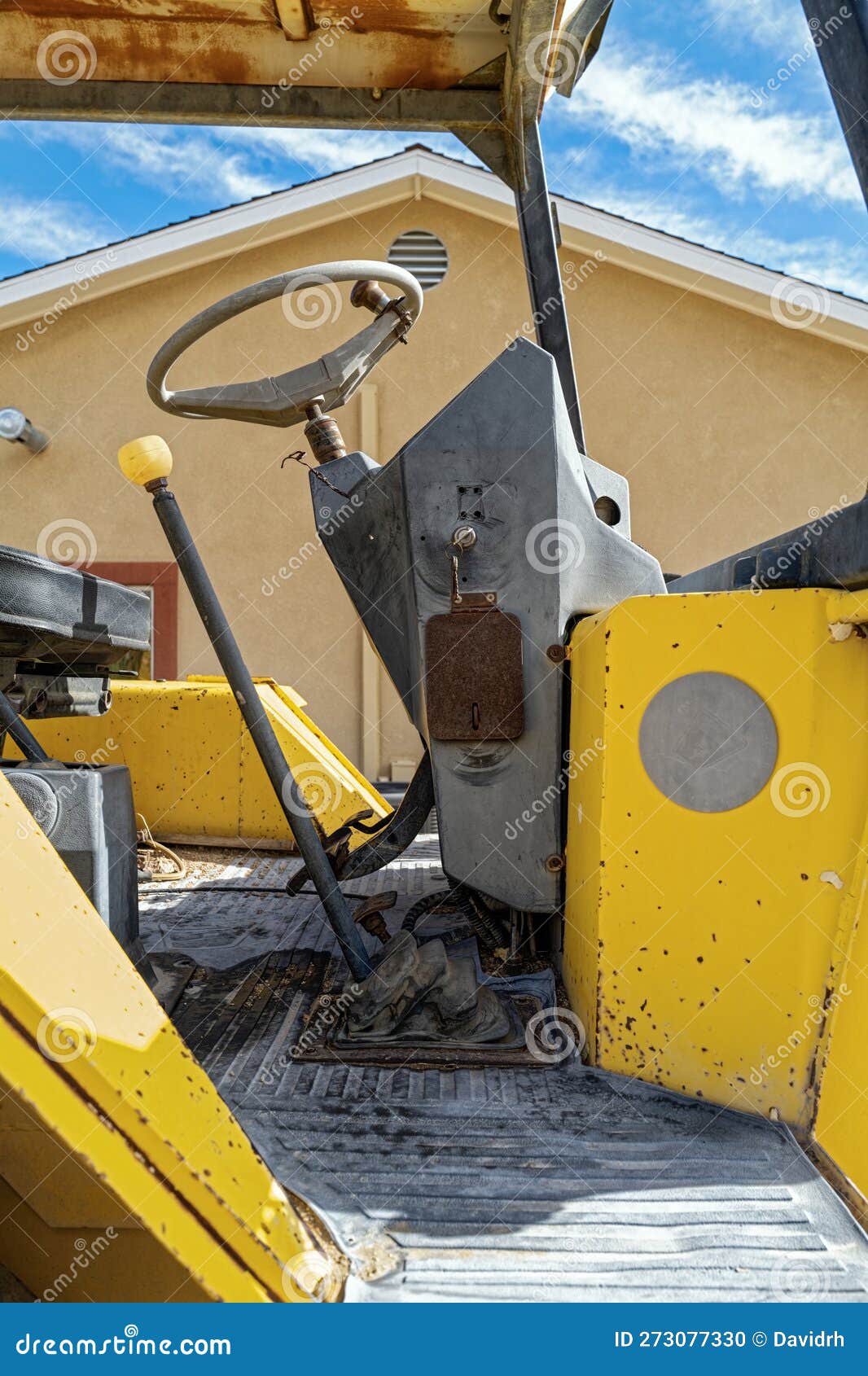 The Cab of a Backhoe Parked with Keys in the Ignition Stock Photo ...