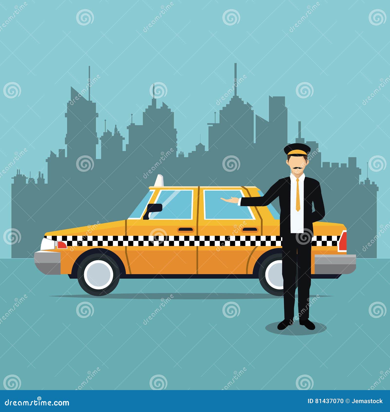 Cab Car Driver Uniform Service Public Stock Vector - Illustration of ...
