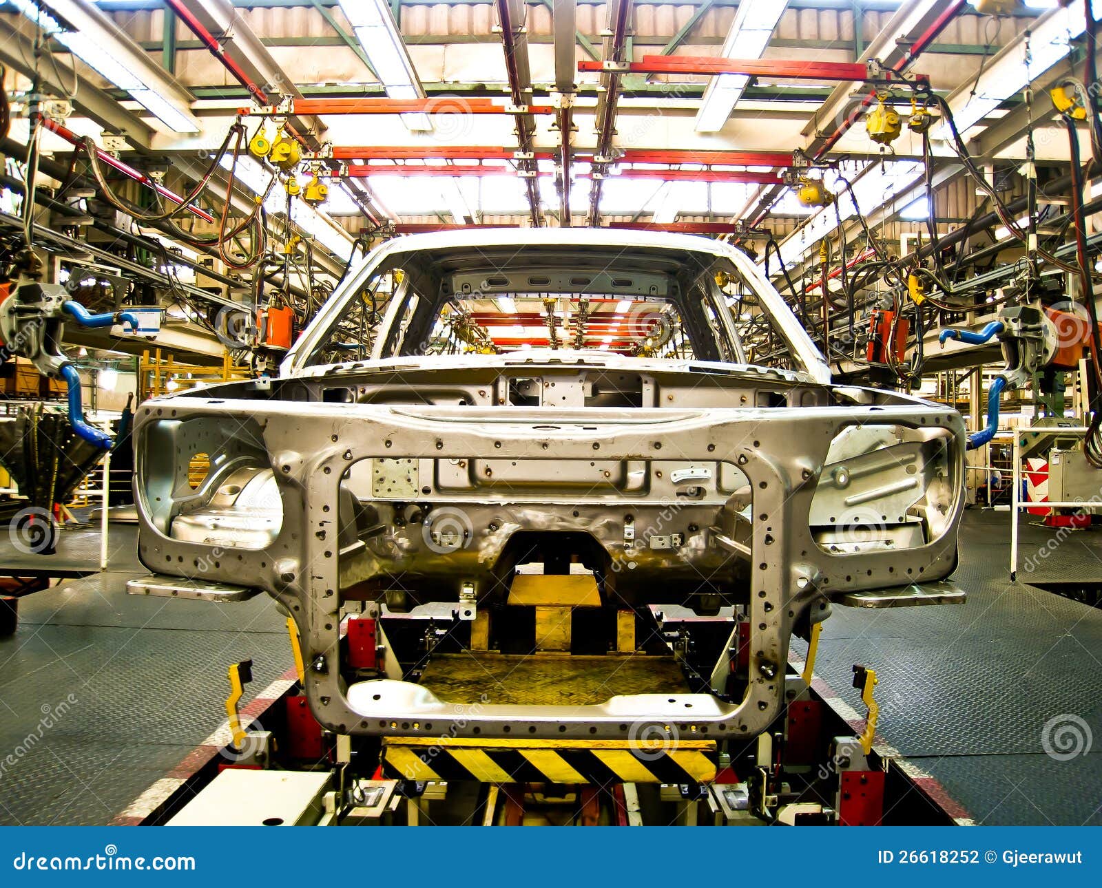 Cab of Car in Welding Assembly Line2 Stock Photo - Image of measuring ...