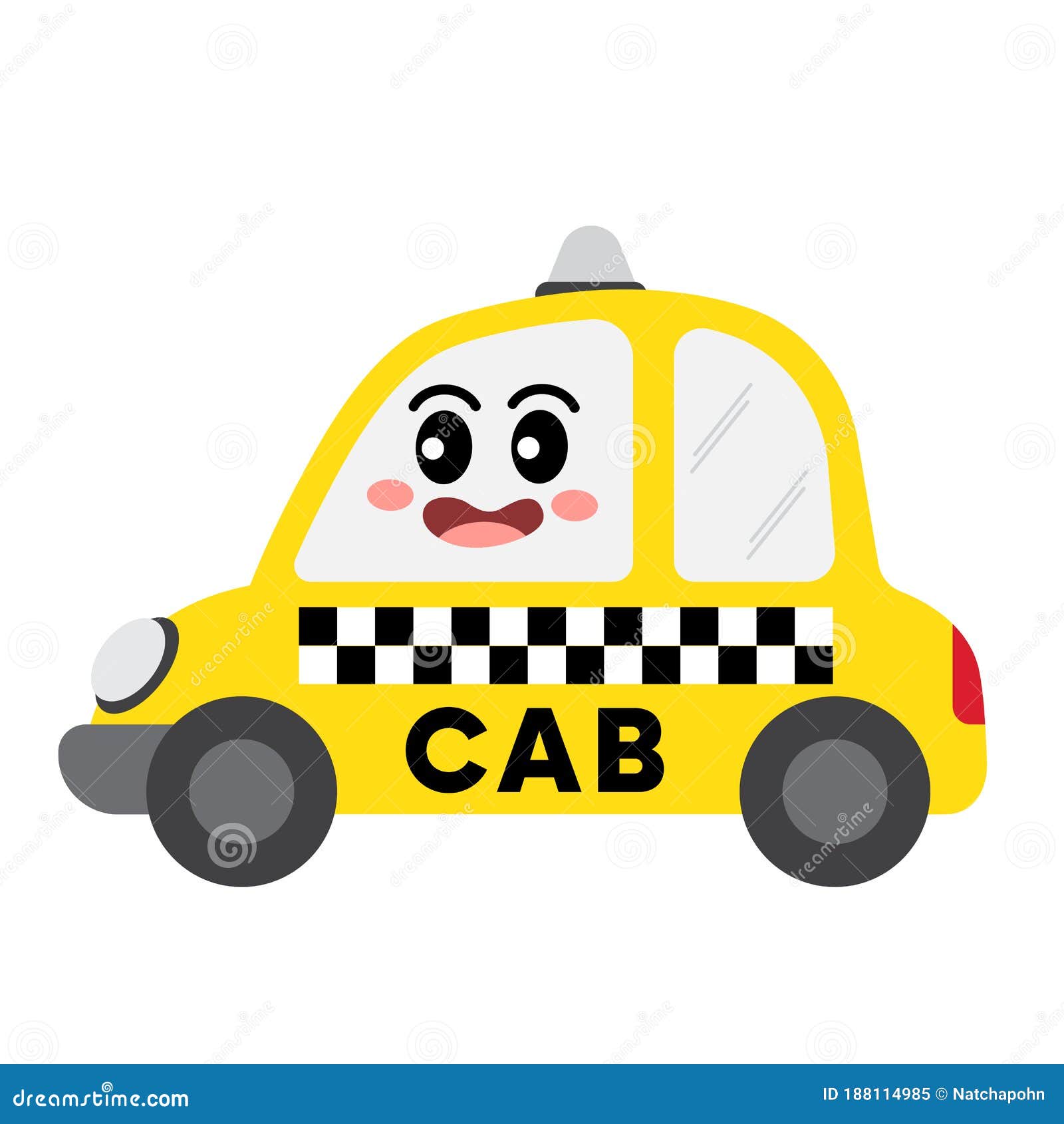 Cab Transportation Cartoon Character Side View Vector Illustration ...