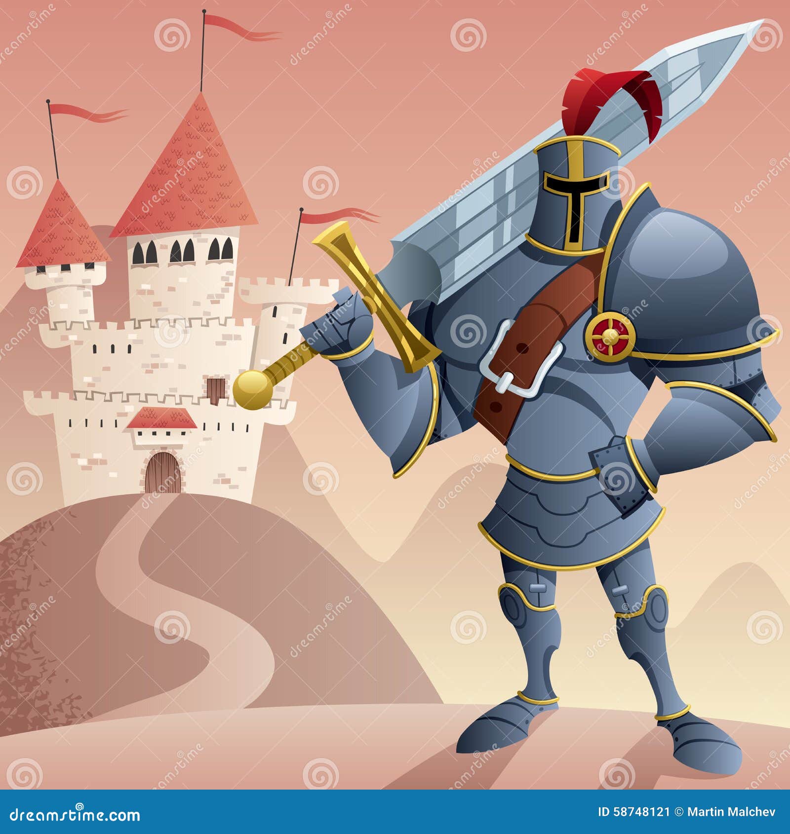 Caballero 2 ilustración del vector. Ilustración de casco - 58748121