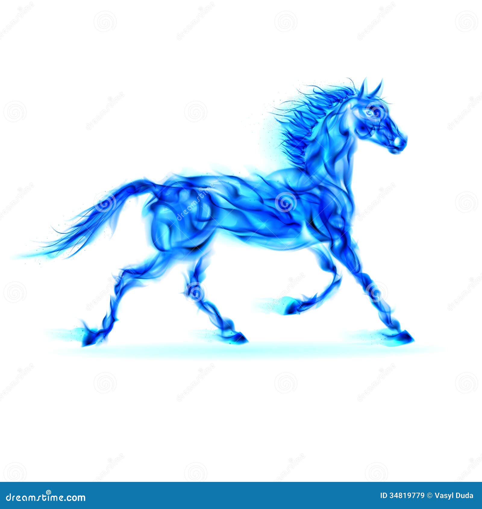 Caballo azul del fuego. ilustración del vector. Ilustración de extracto ...