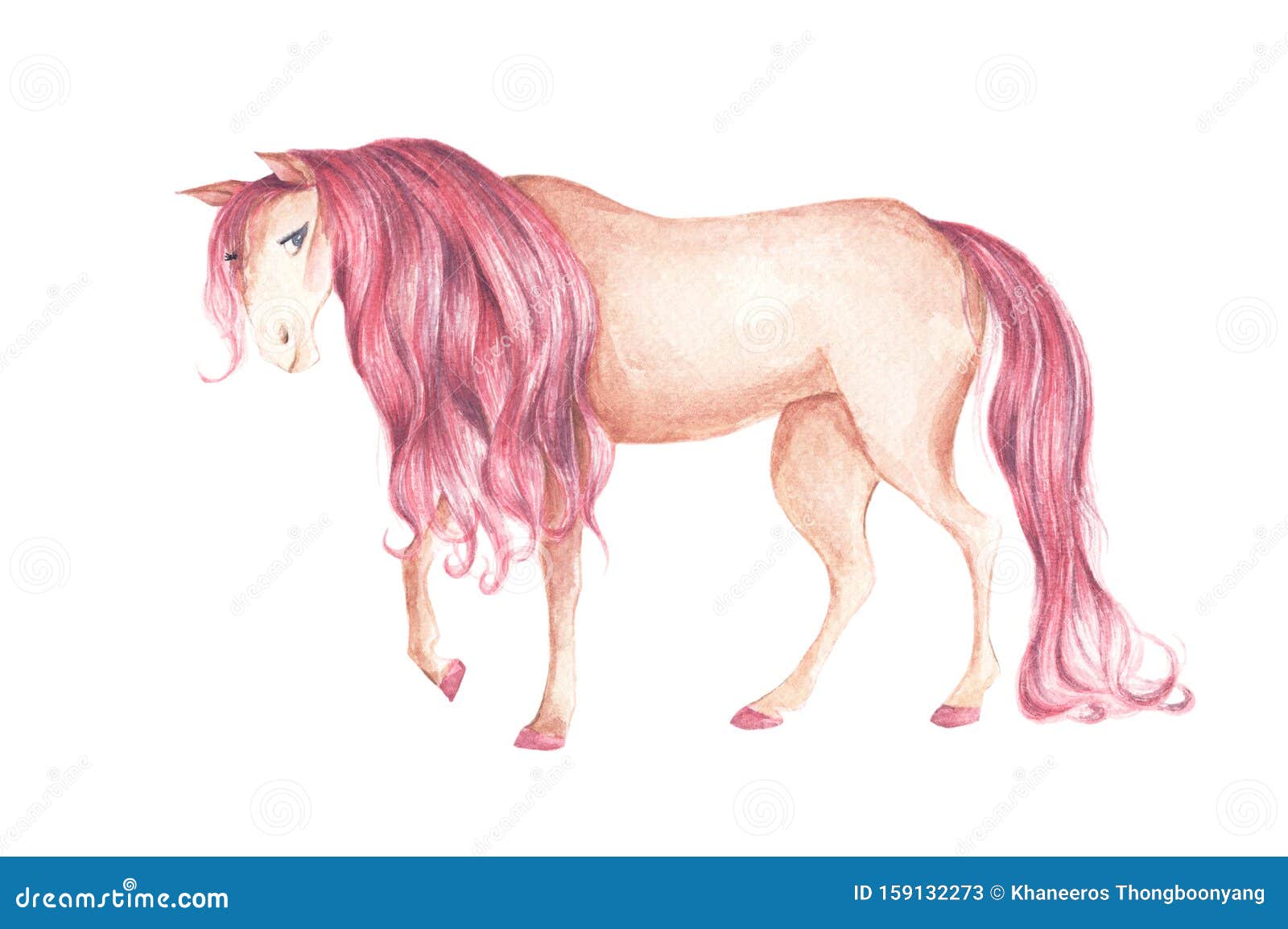 Caballo Rosa Aislado En Fondo Blanco Stock de ilustración - Ilustración ...