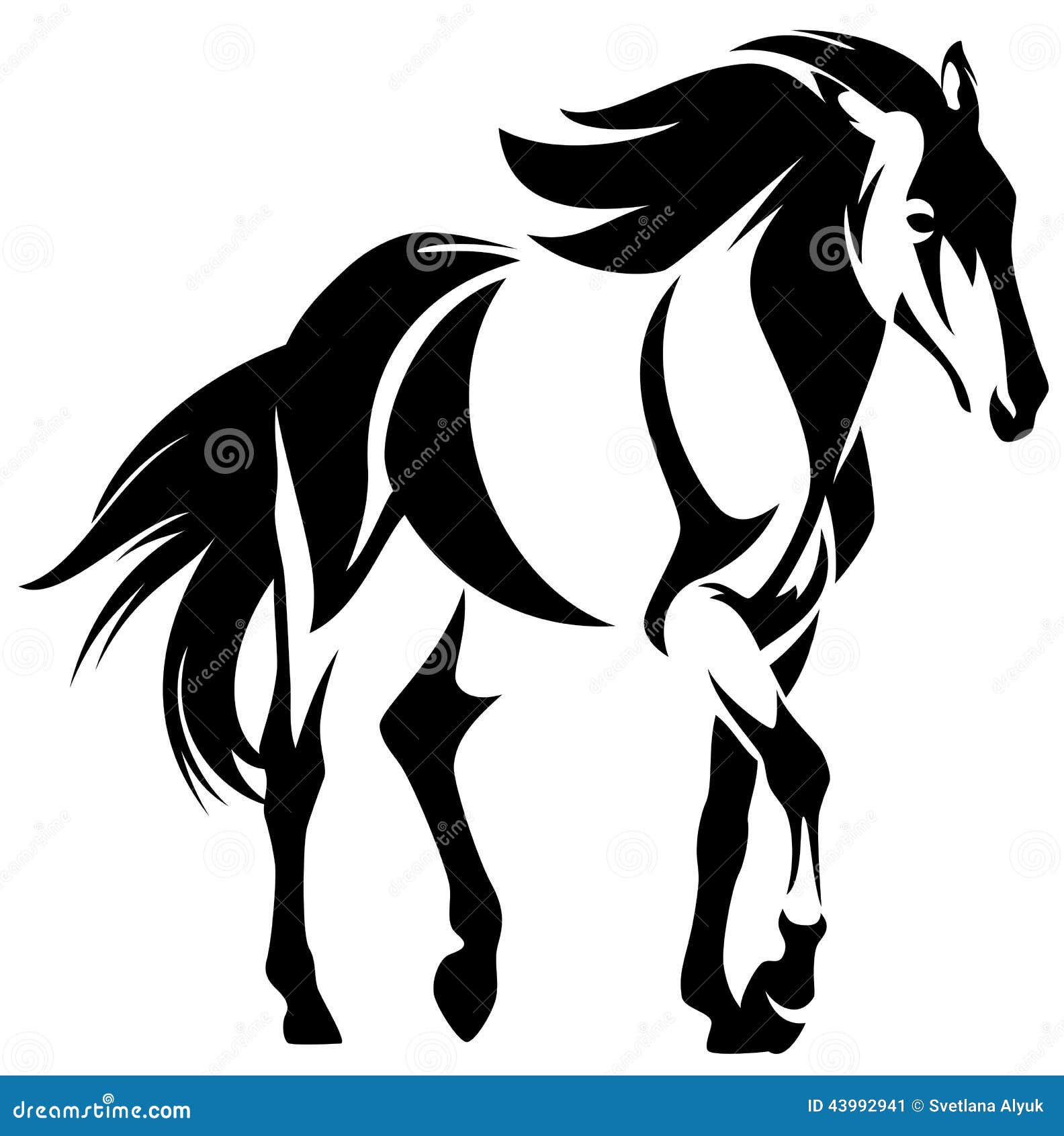 Caballo salvaje ilustración del vector. Ilustración de arte - 43992941