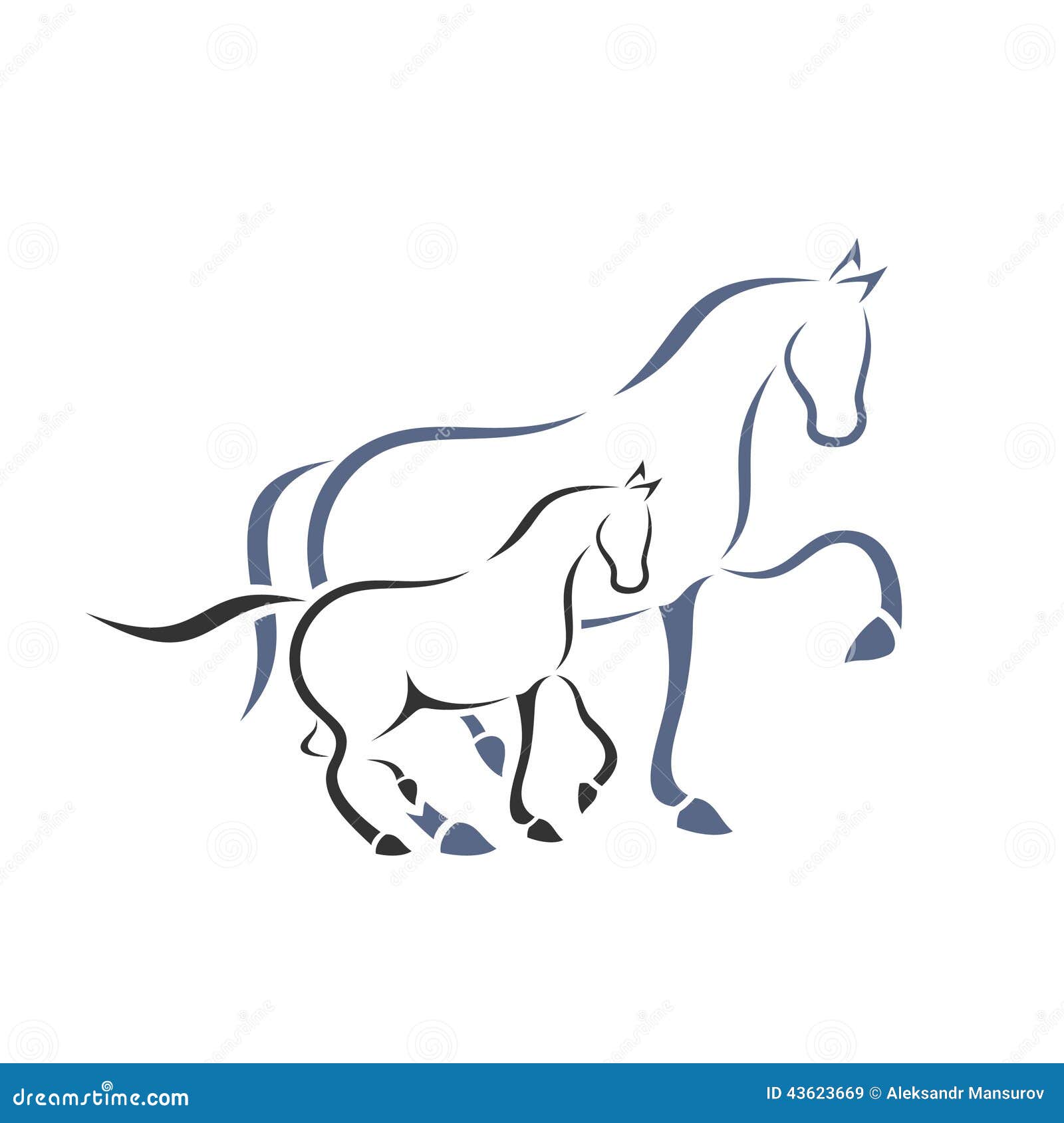 Caballo y potro ilustración del vector. Ilustración de caballo - 43623669