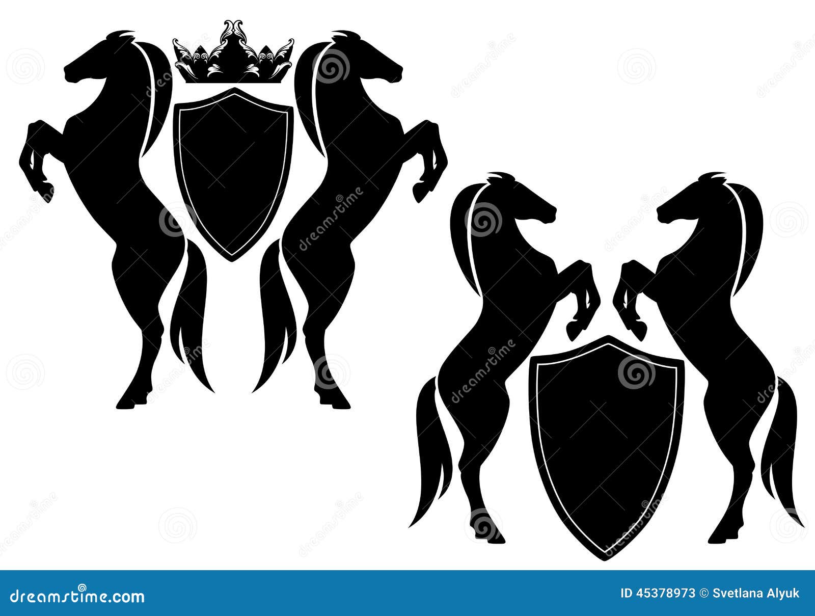 Caballos Con Los Escudos Ilustración del Vector - Imagen: 45378973
