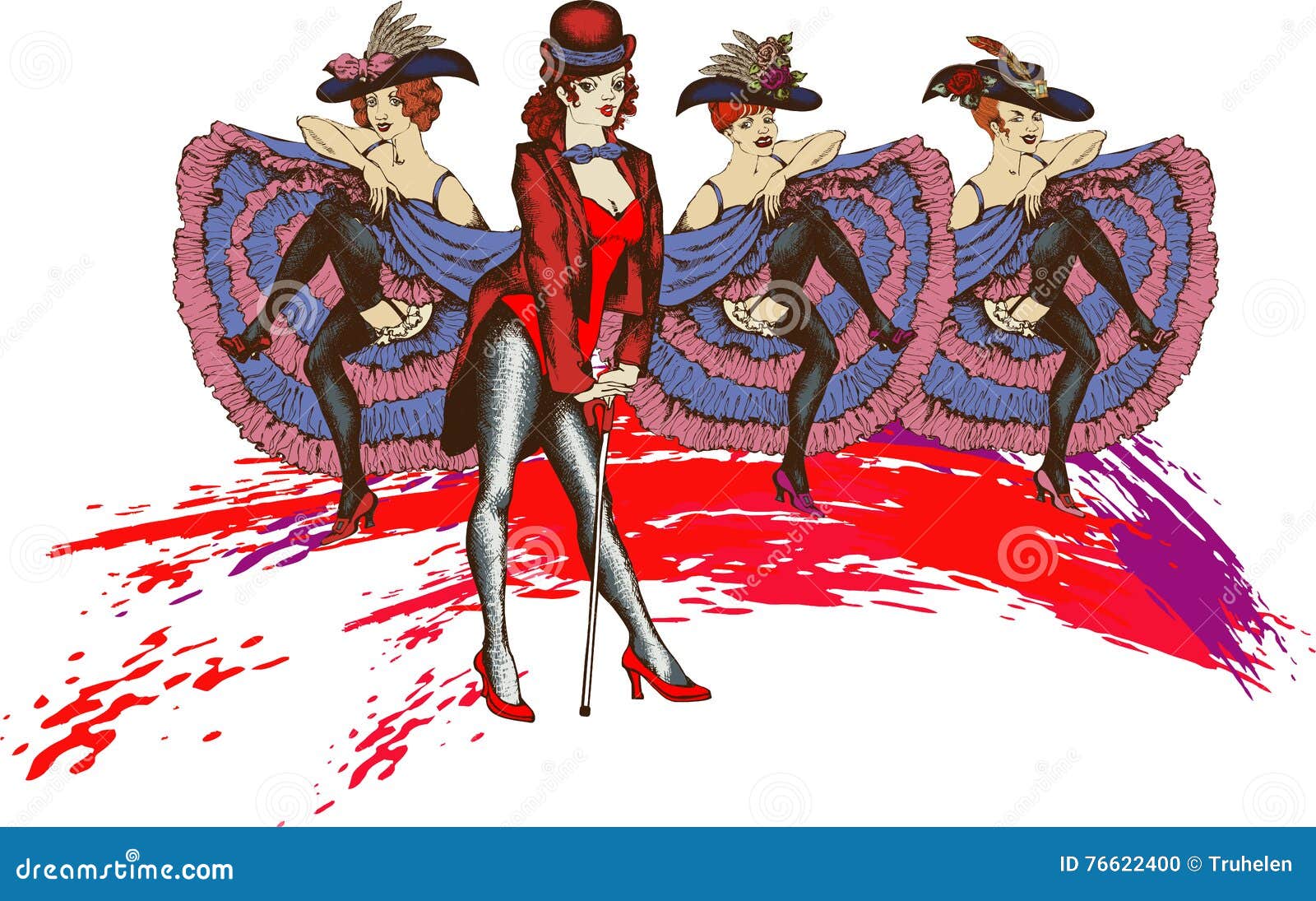 Cabaret actresses stock vector. Illustration of girl - 76622400