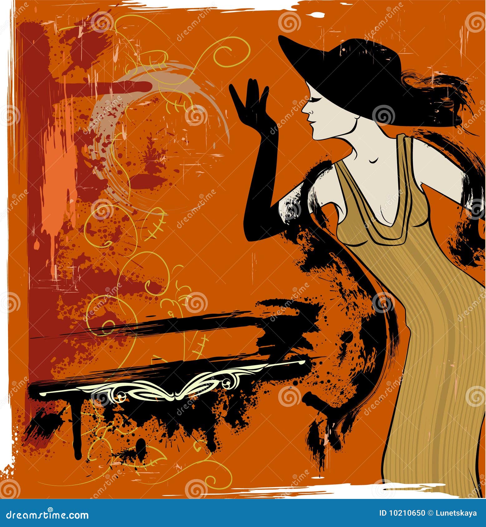 The cabaret singer stock vector. Illustration of drawings - 10210650