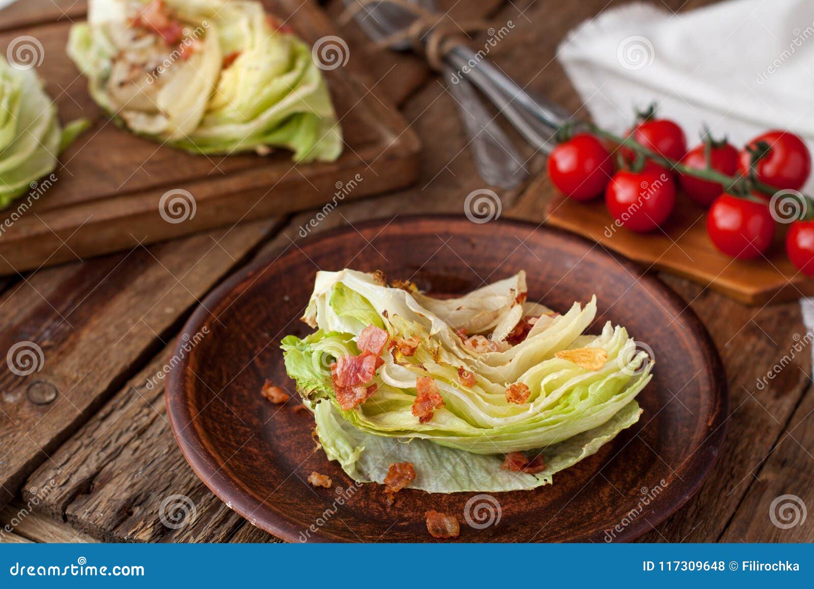 Baked Cabbage with Bacon and Garlic Stock Photo - Image of organic ...