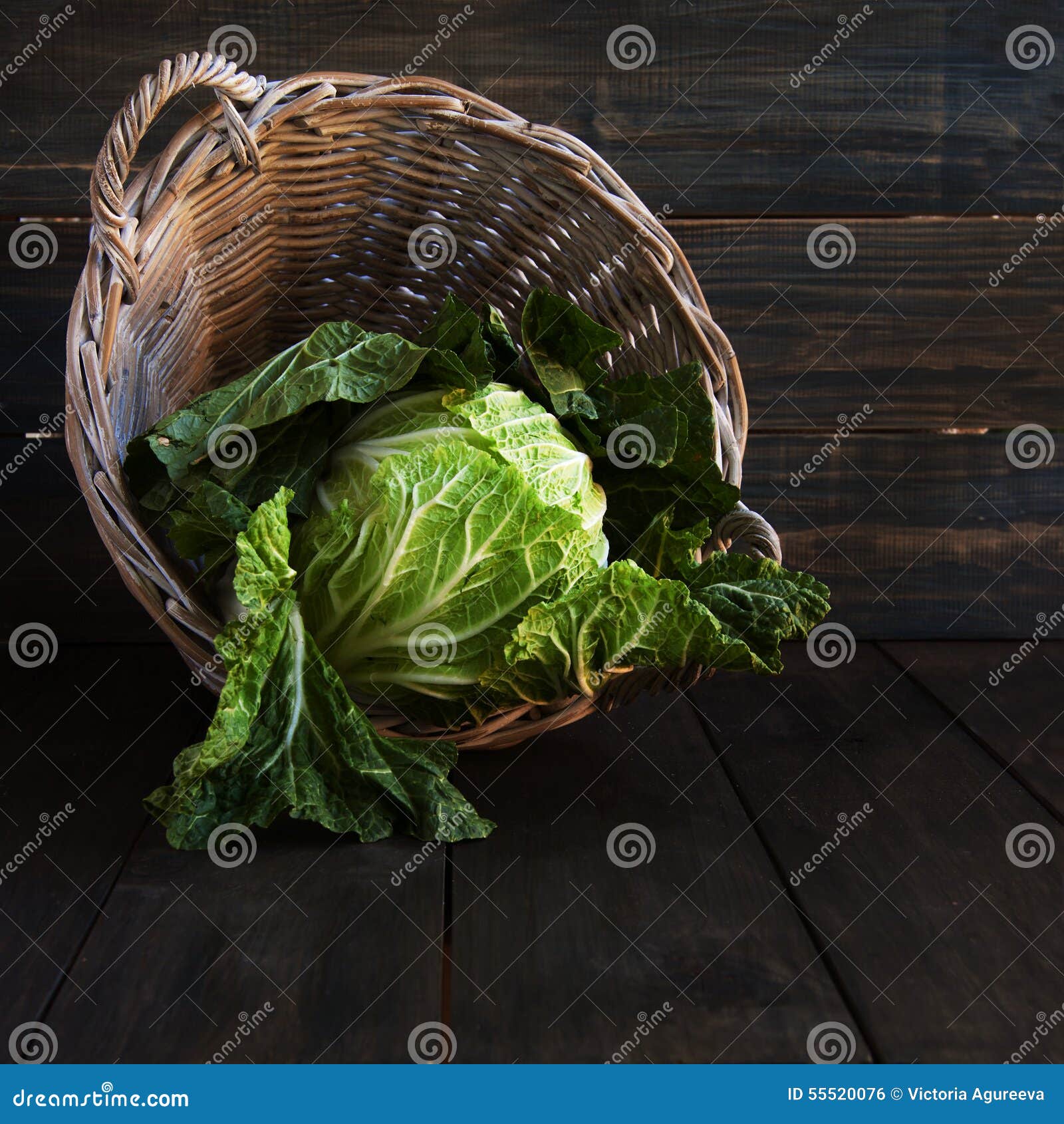 Cabbage in a Basket, Rustic Stock Photo - Image of crate, material ...