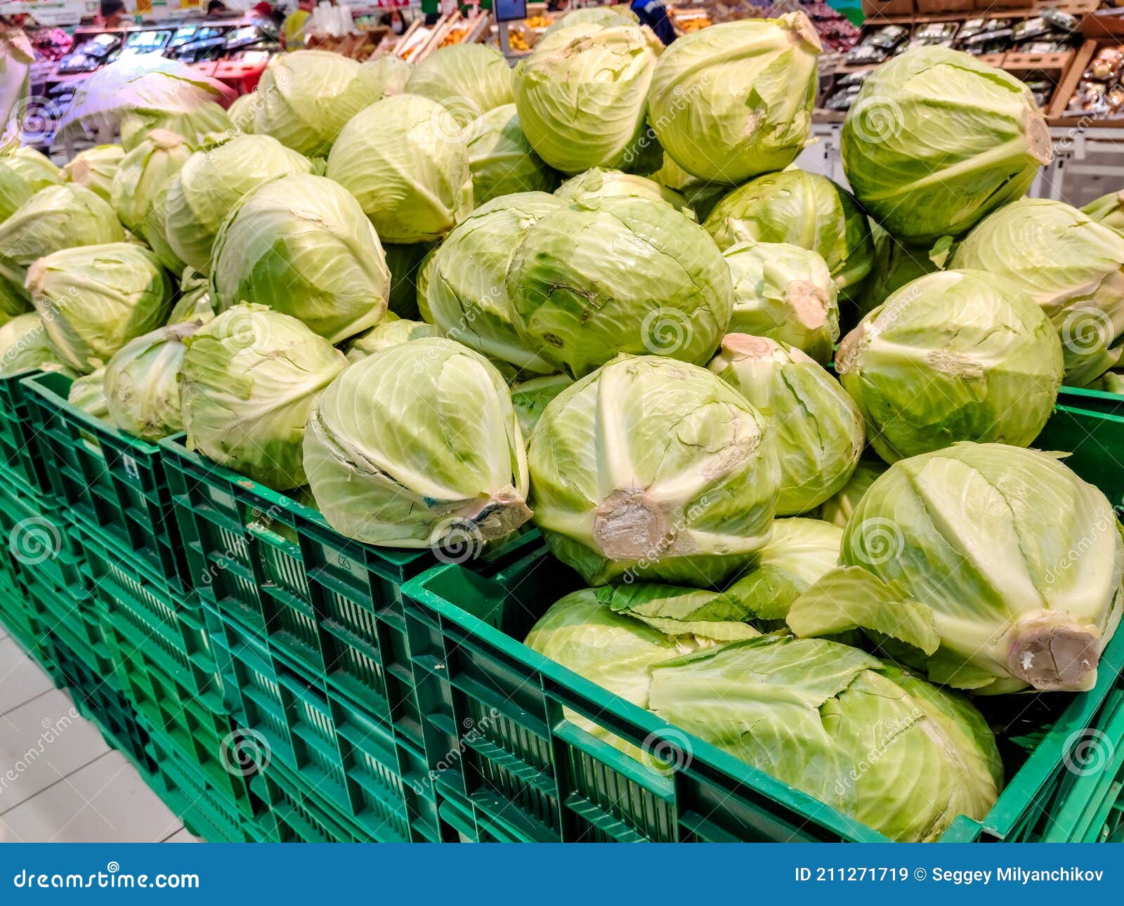 Cabbage is in the Boxes in the Supermarket Stock Image - Image of ...