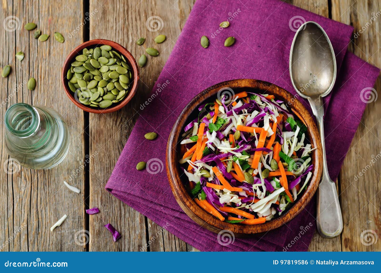 Cabbage Carrot Pumpkin Seed Slaw Stock Photo - Image of diet, appetizer ...