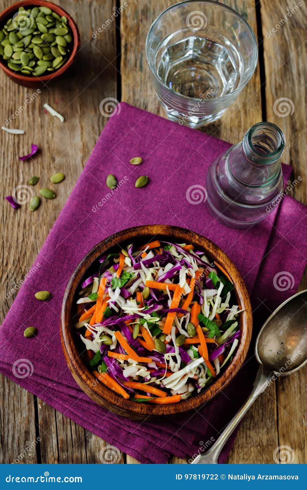 Cabbage Carrot Pumpkin Seed Slaw Stock Photo - Image of parsley ...