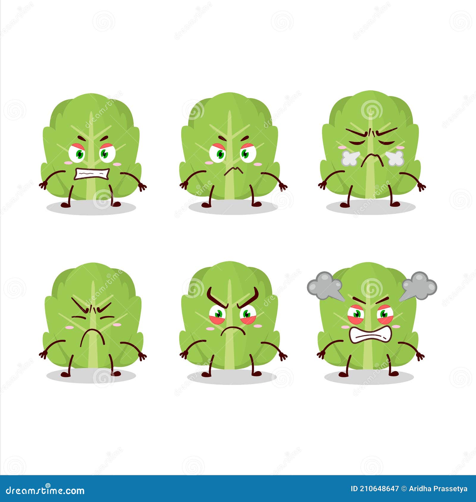 Cabbage Cartoon Character with Various Angry Expressions Stock Vector ...