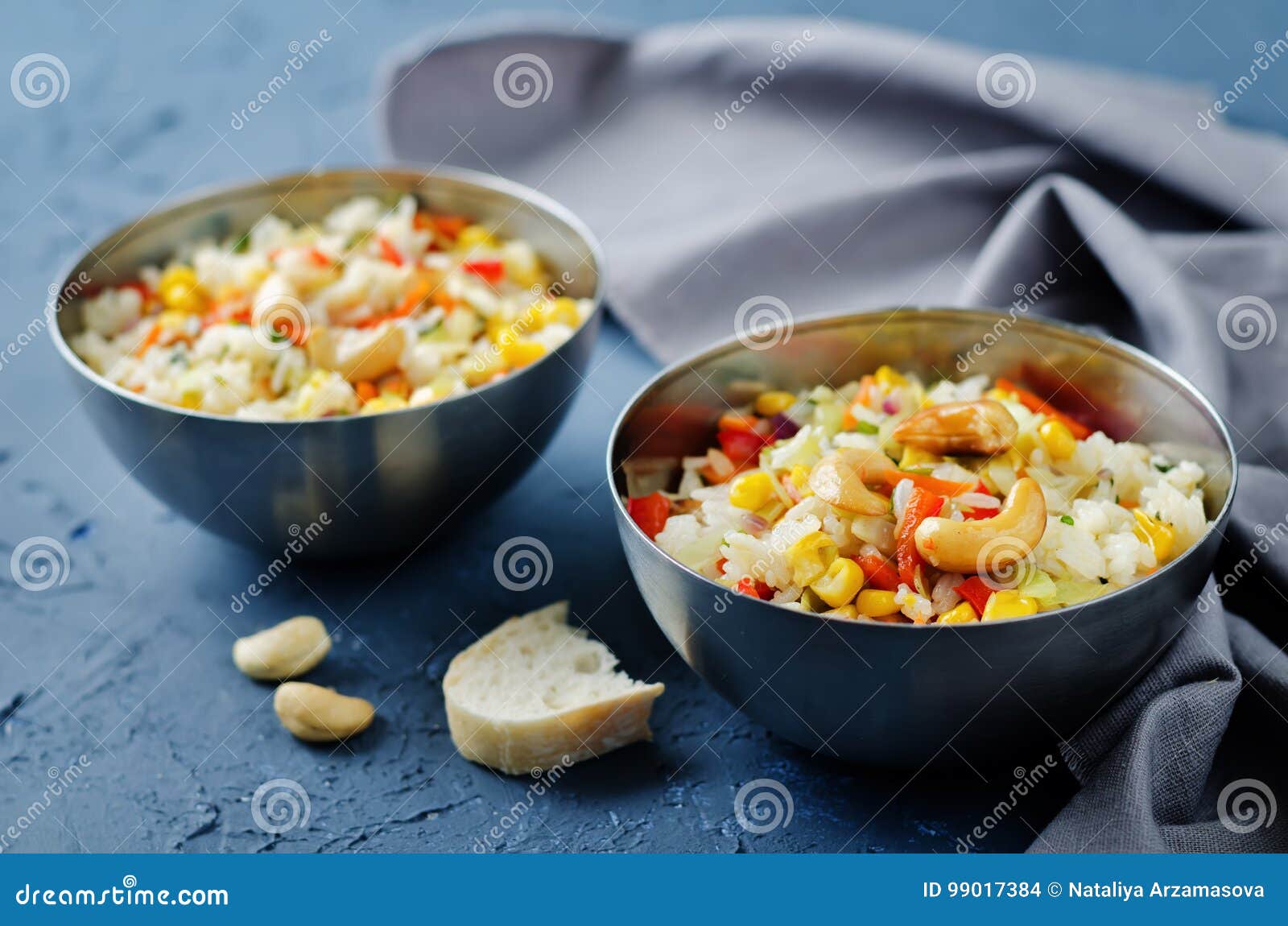 Cabbage Cashew Bell Pepper Corn Fried Rice Stock Photo - Image of corn ...