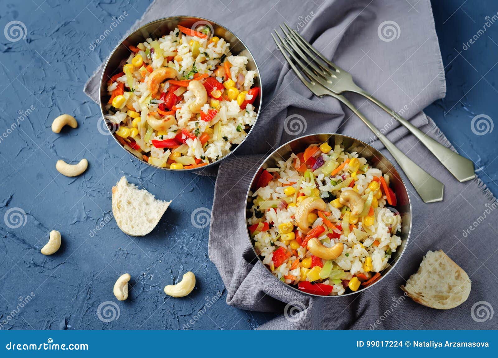 Cabbage Cashew Bell Pepper Corn Fried Rice Stock Photo - Image of ...