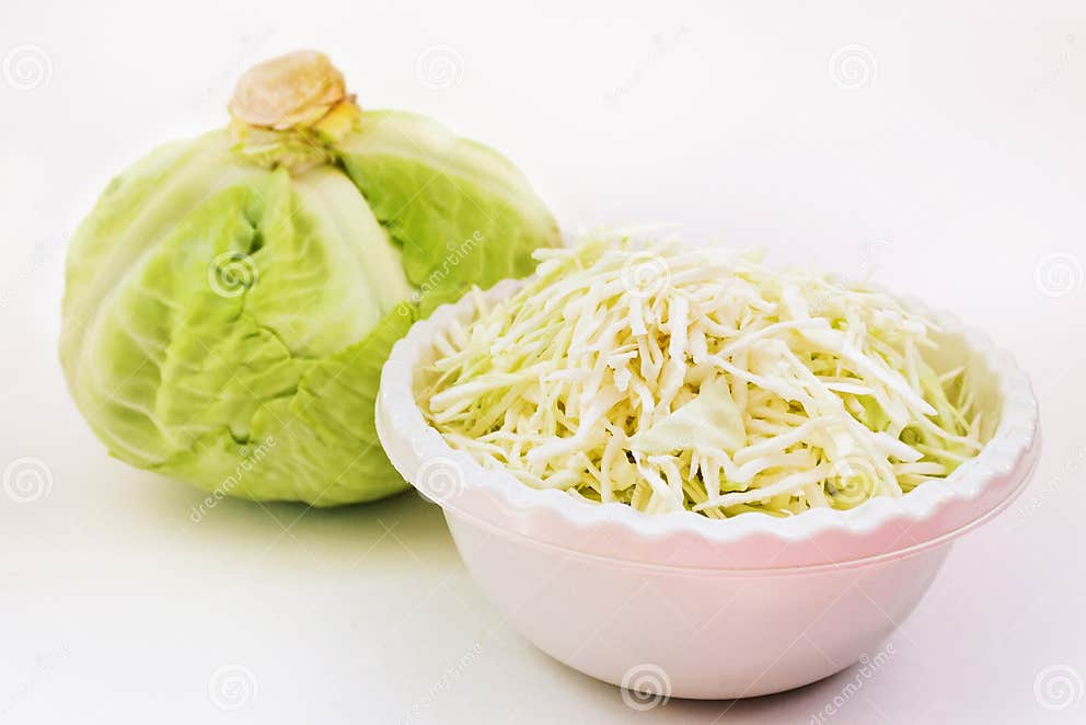 Cabbage with a Cup of Shredded Cabbage Stock Photo - Image of coleslaw ...