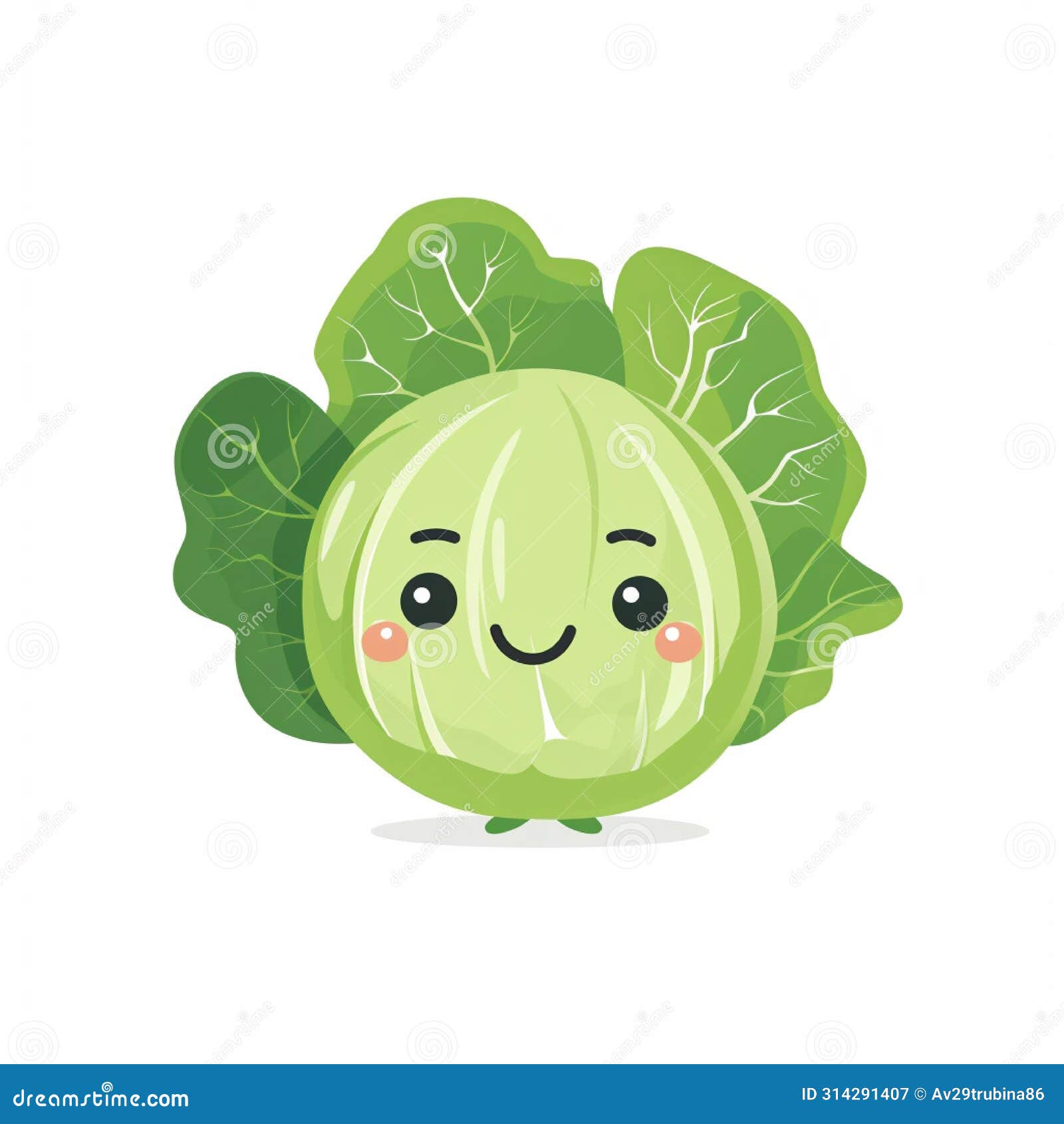 Cabbage Cute Anime Humanized Smiling Cartoon Vegetable Food Character ...