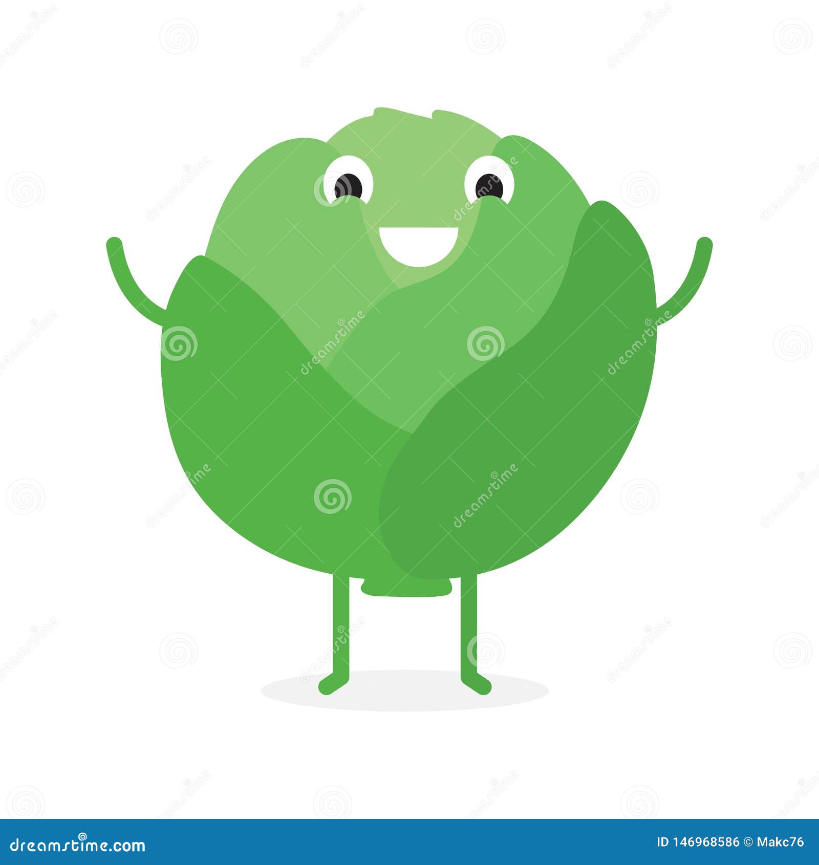 Cabbage Cute Anime Humanized Smiling Cartoon Vegetable Food Character ...
