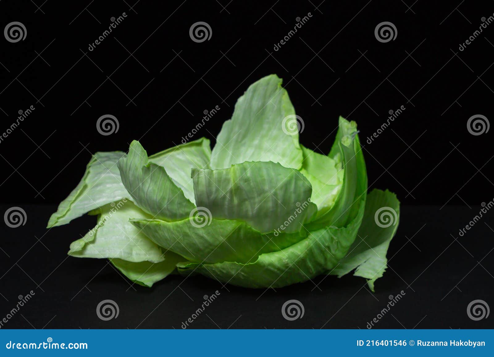 Cabbage on a Dark Background. Cabbage Leaves on a Black Background ...
