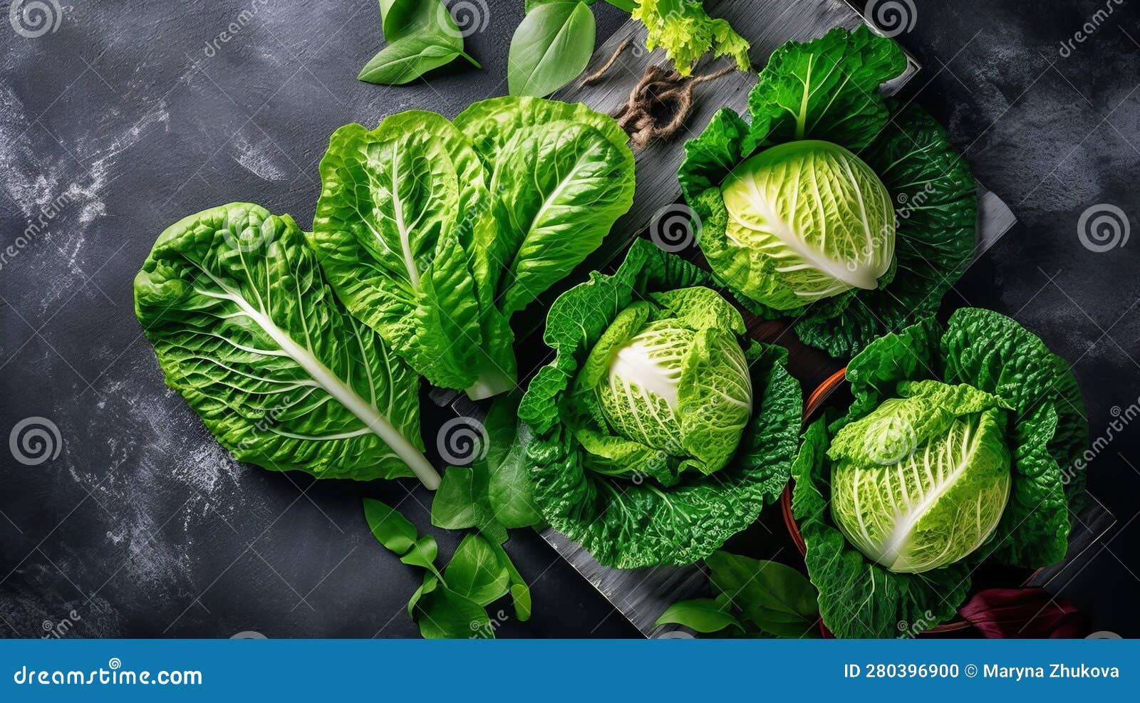 Cabbage of Different Varieties and Types, Flatlay Vegetables, a Banner ...