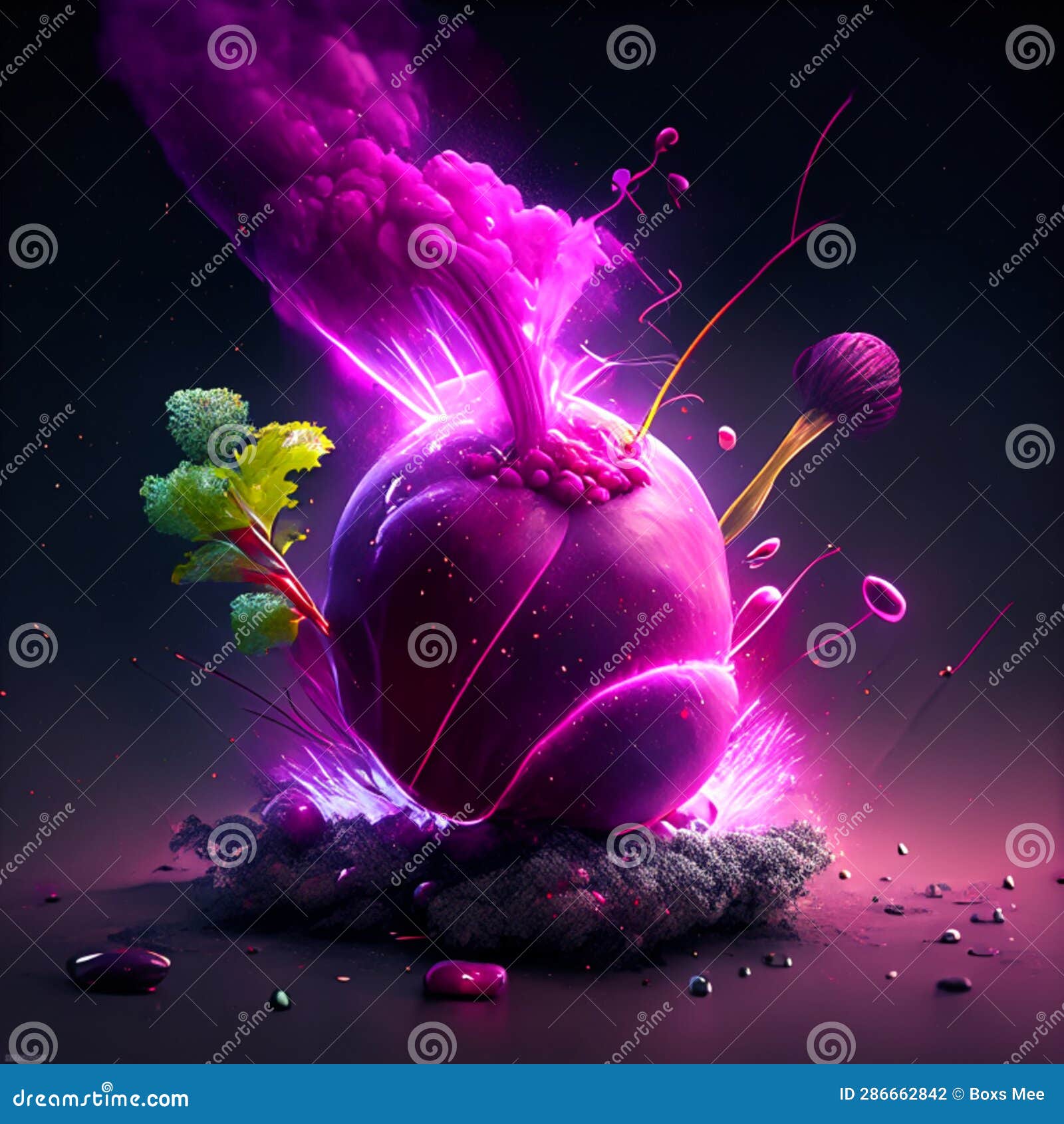 Cabbage Explosion on Dark Background. 3d Rendering, 3d Illustration ...