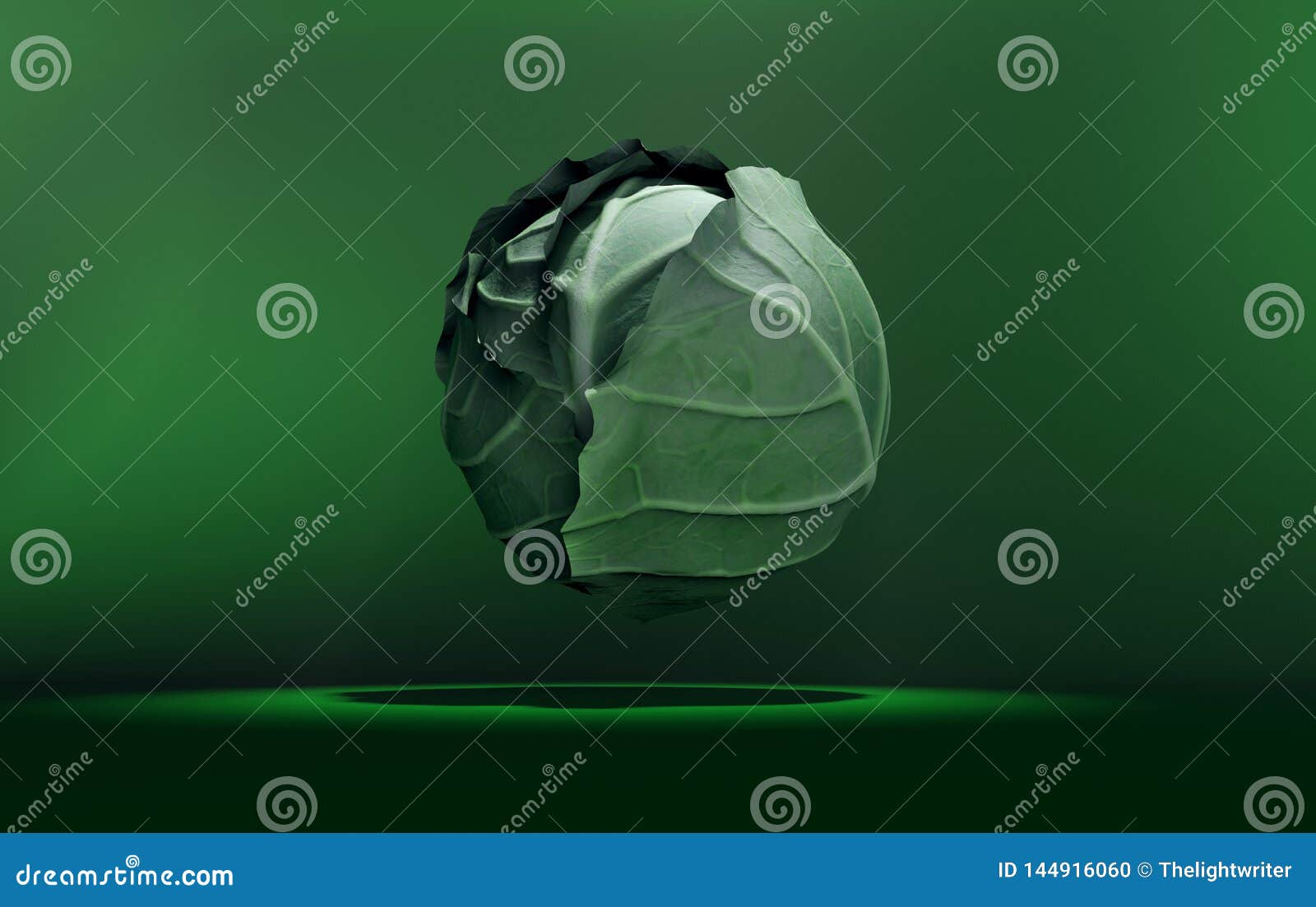 Cabbage Floating on a Green Back Ground Stock Photo - Image of diet ...