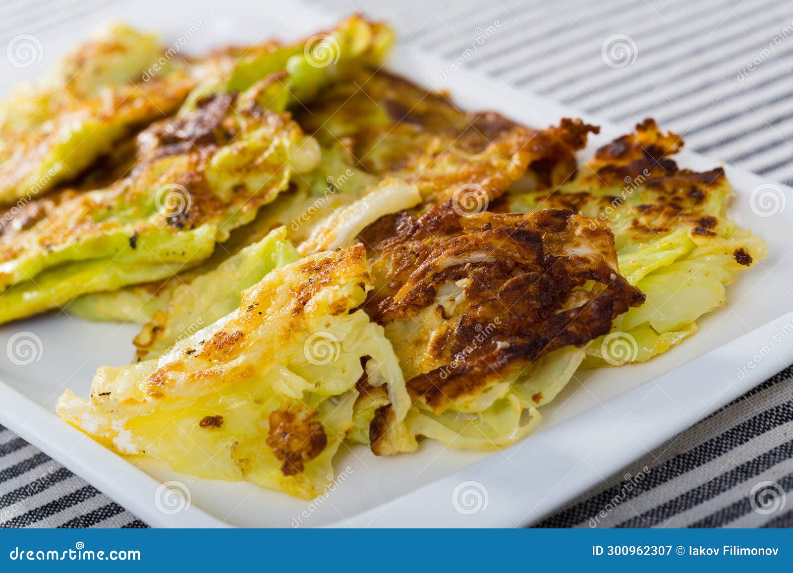 Cabbage fried in batter stock image. Image of food, garnished - 300962307