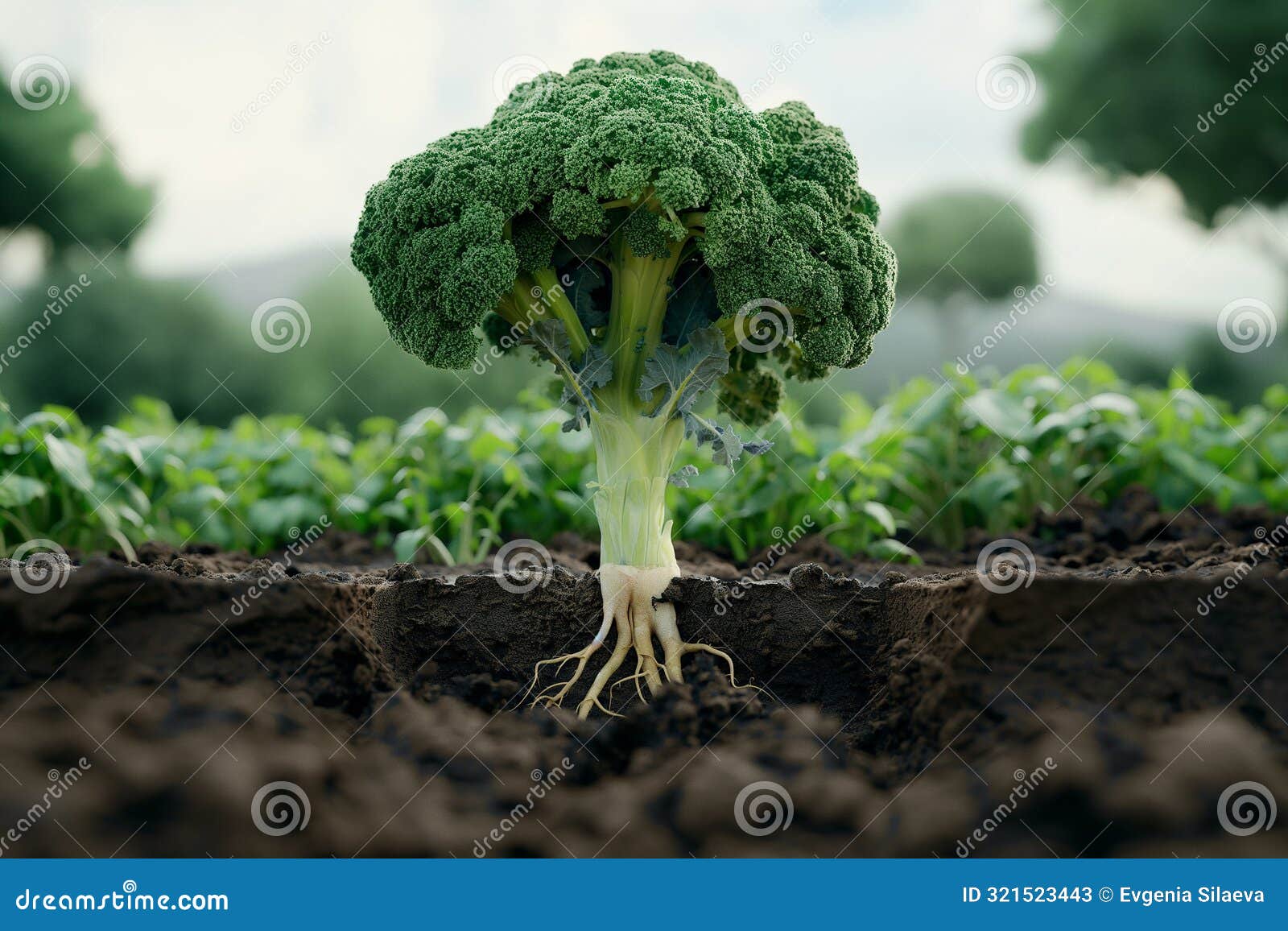 Cabbage Growing in the Land Cross-section Plant Stock Illustration ...