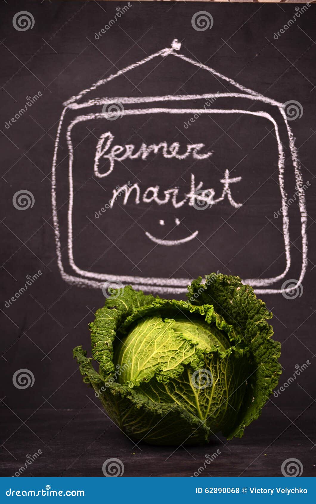 Cabbage and Hand Drawn Sign the Farmer S Market Stock Photo - Image of ...