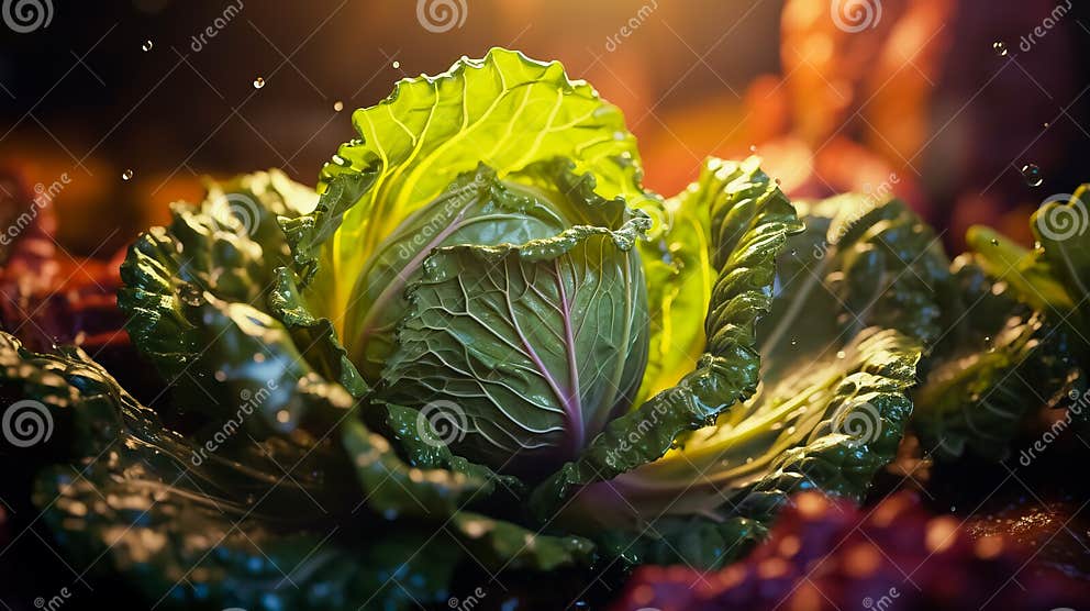 Cabbage Head with Leaves Nibbled by Pests Stock Illustration ...