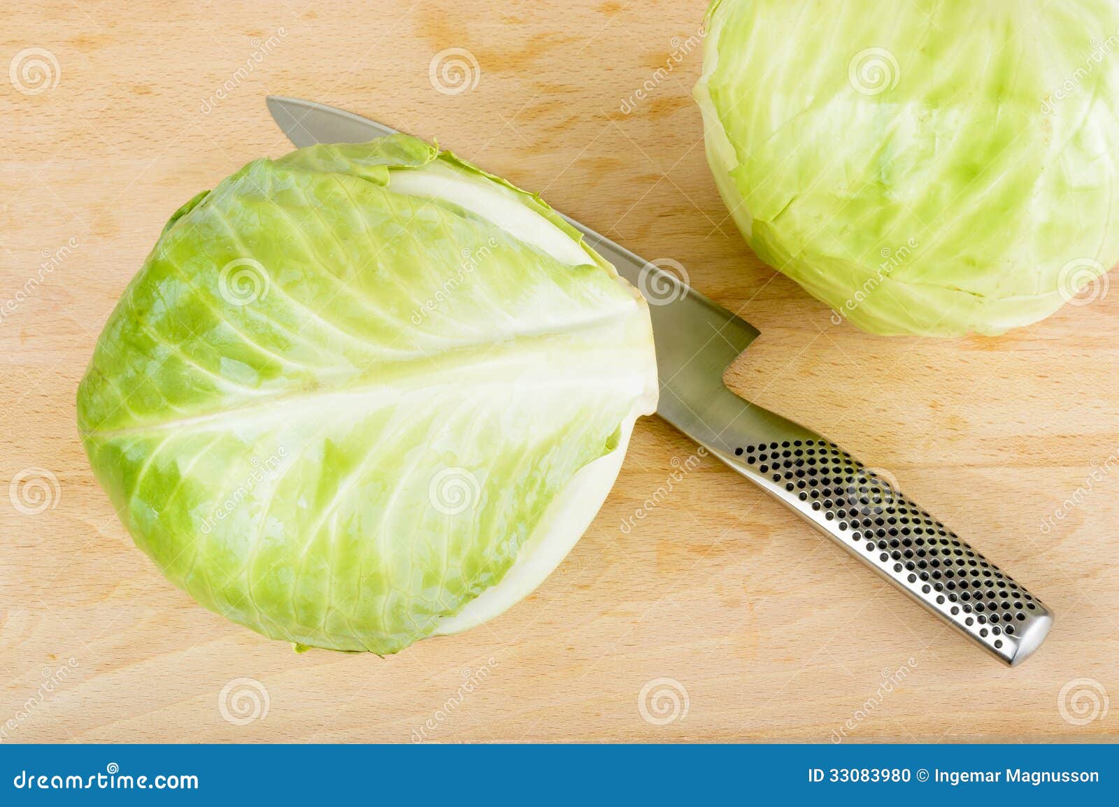 Cabbage and knife stock photo. Image of blade, nourishment - 33083980