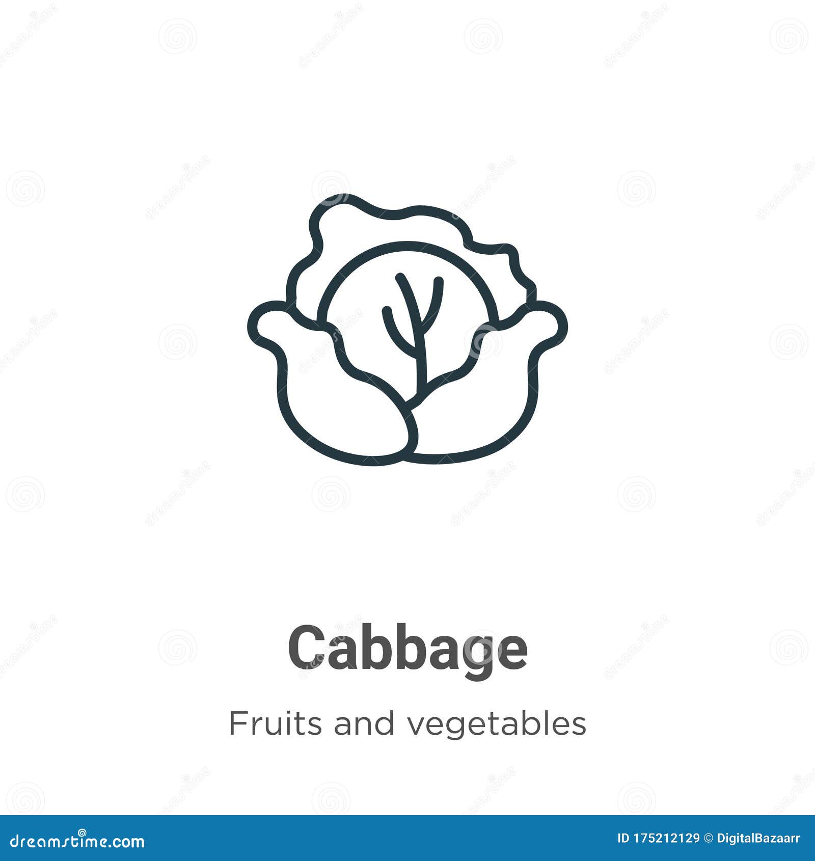 Cabbage Outline Vector Icon. Thin Line Black Cabbage Icon, Flat Vector ...