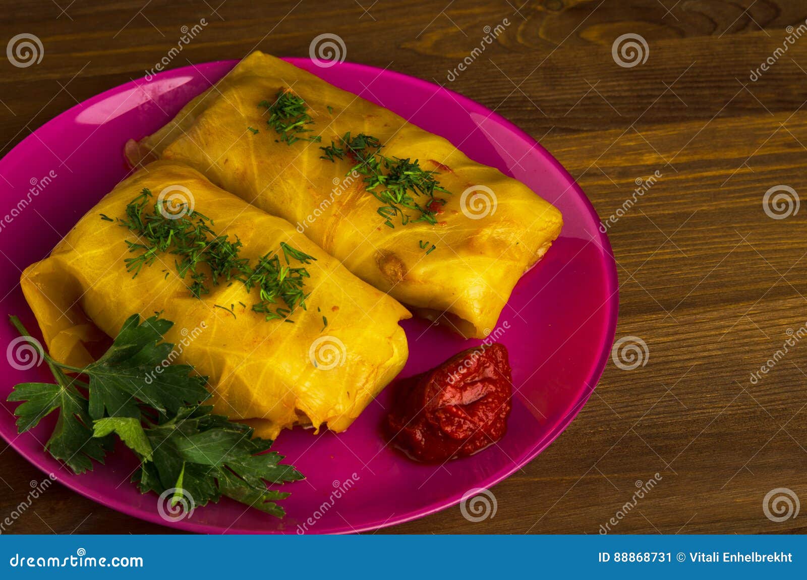 Cabbage Rolls on a Plate. Cabbage Rolls Top View Stock Image - Image of ...