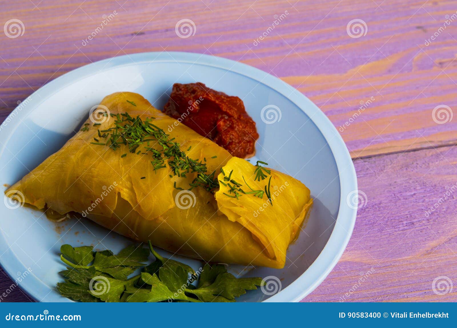 Cabbage Rolls on a Plate. Cabbage Rolls Top View Stock Photo - Image of ...