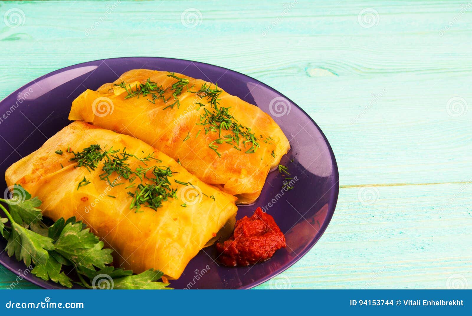 Cabbage Rolls on a Plate. Cabbage Rolls Top View Stock Photo - Image of ...