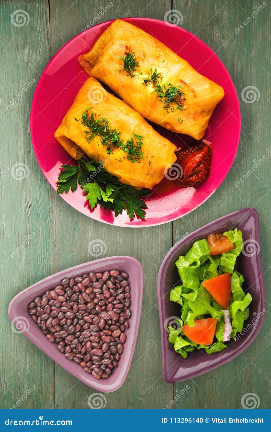 Cabbage Rolls in a Plate . Meat in Cabbage Top View. Stock Photo ...