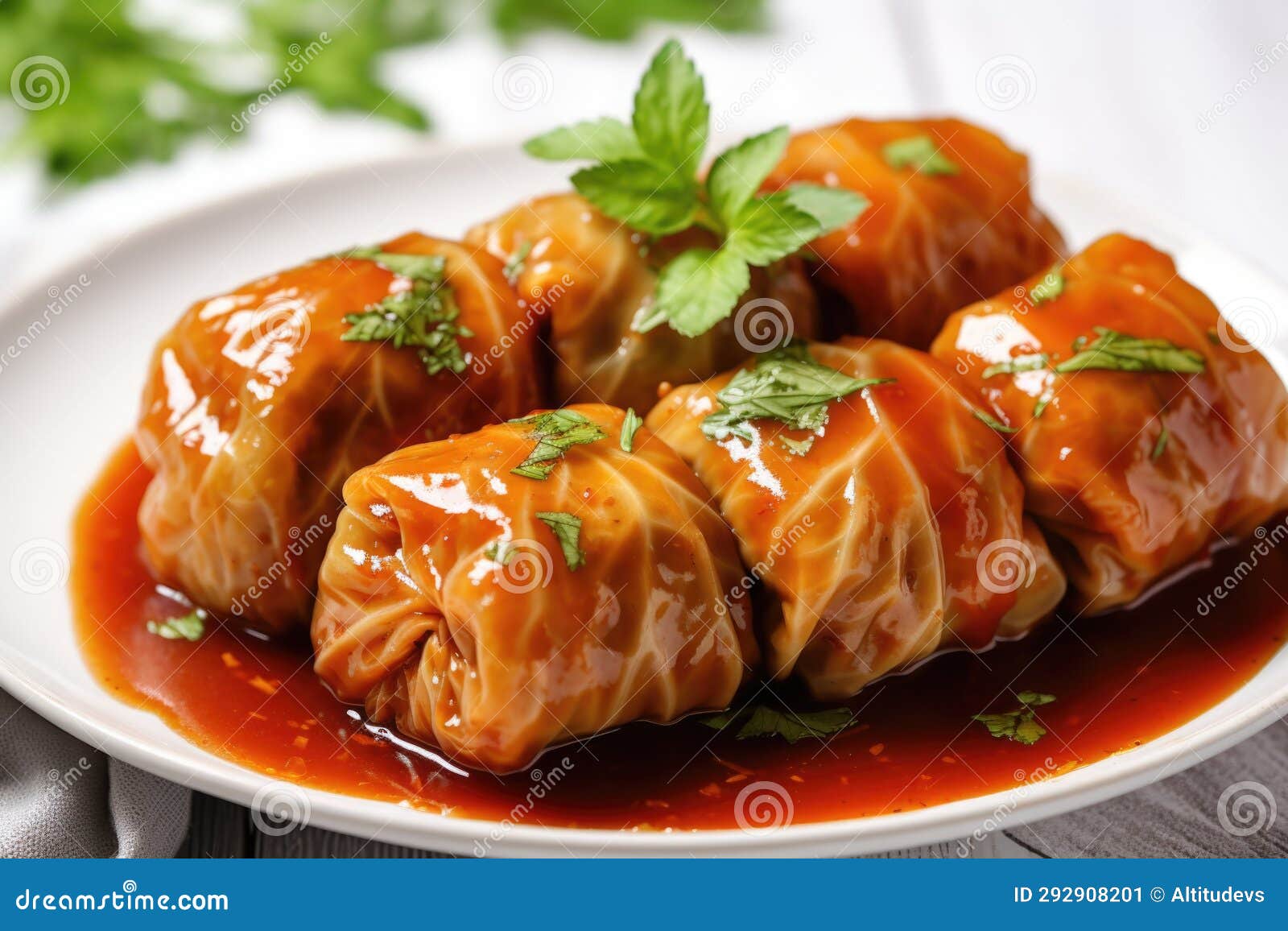 Cabbage Rolls on a White Ceramic Plate Stock Image - Image of ...