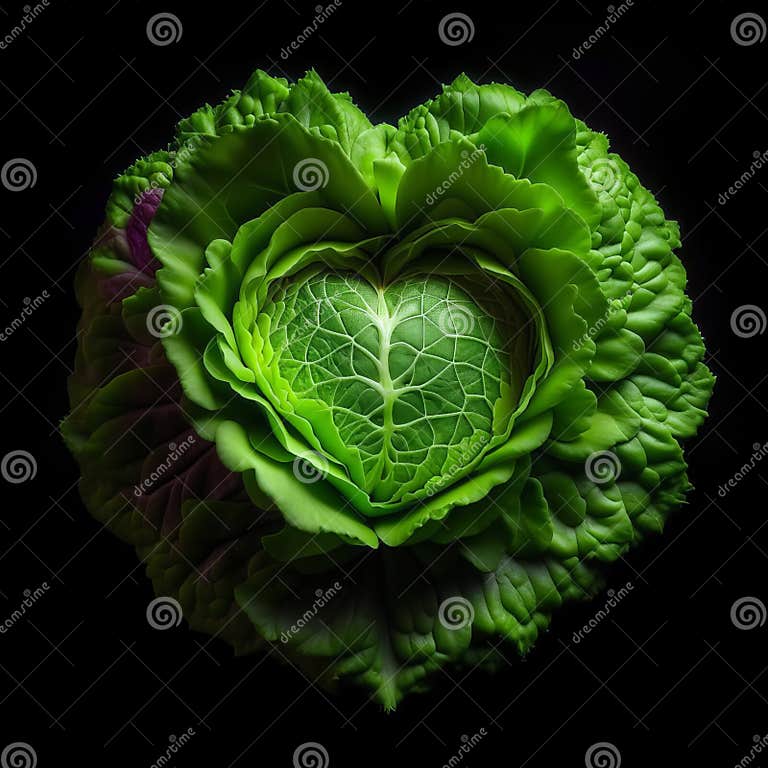 Cabbage in the Shape of a Heart. Stock Illustration - Illustration of ...
