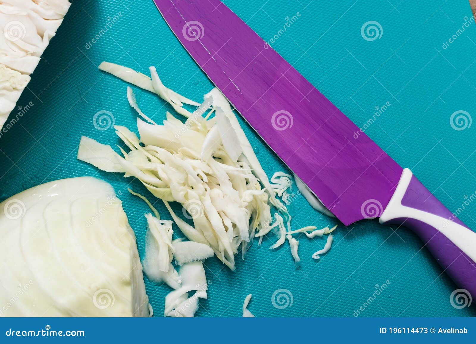 Cabbage Shredding, Cooking Process Stock Image - Image of head ...