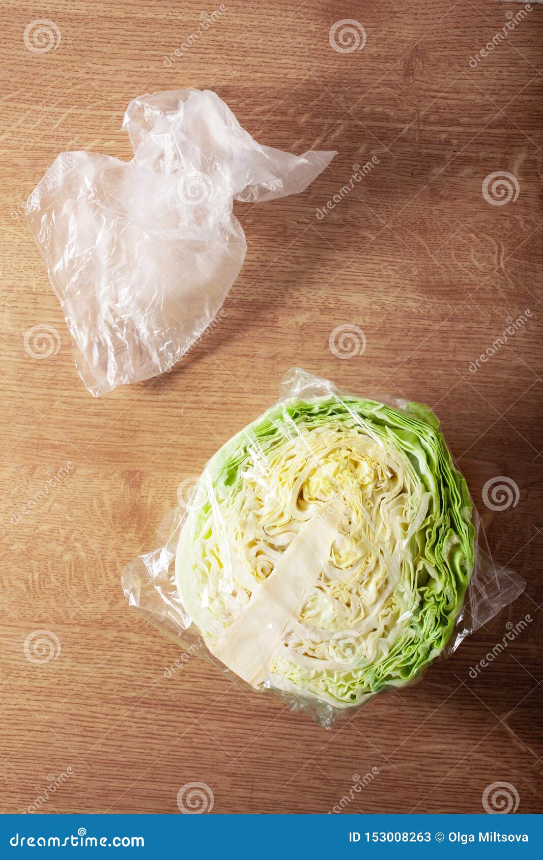 Cabbage Vegetable in Plastic Bag. Single Use Plastic Packaging Issue ...