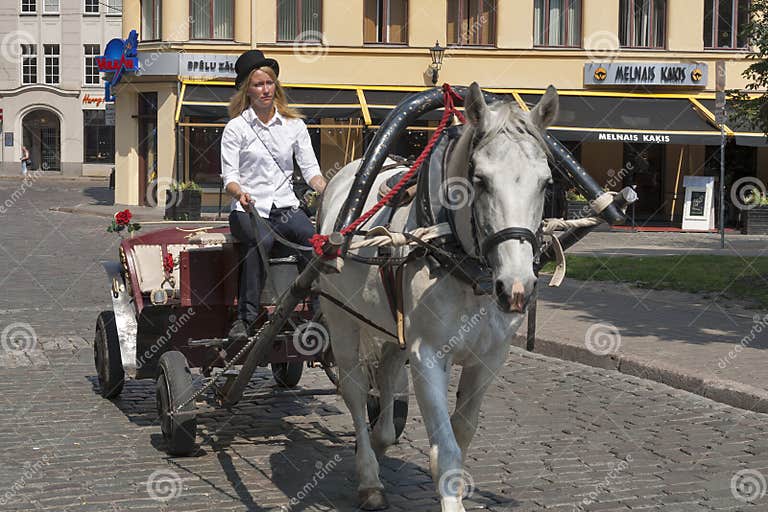 Cabby in Riga editorial image. Image of latvia, animal - 27058365