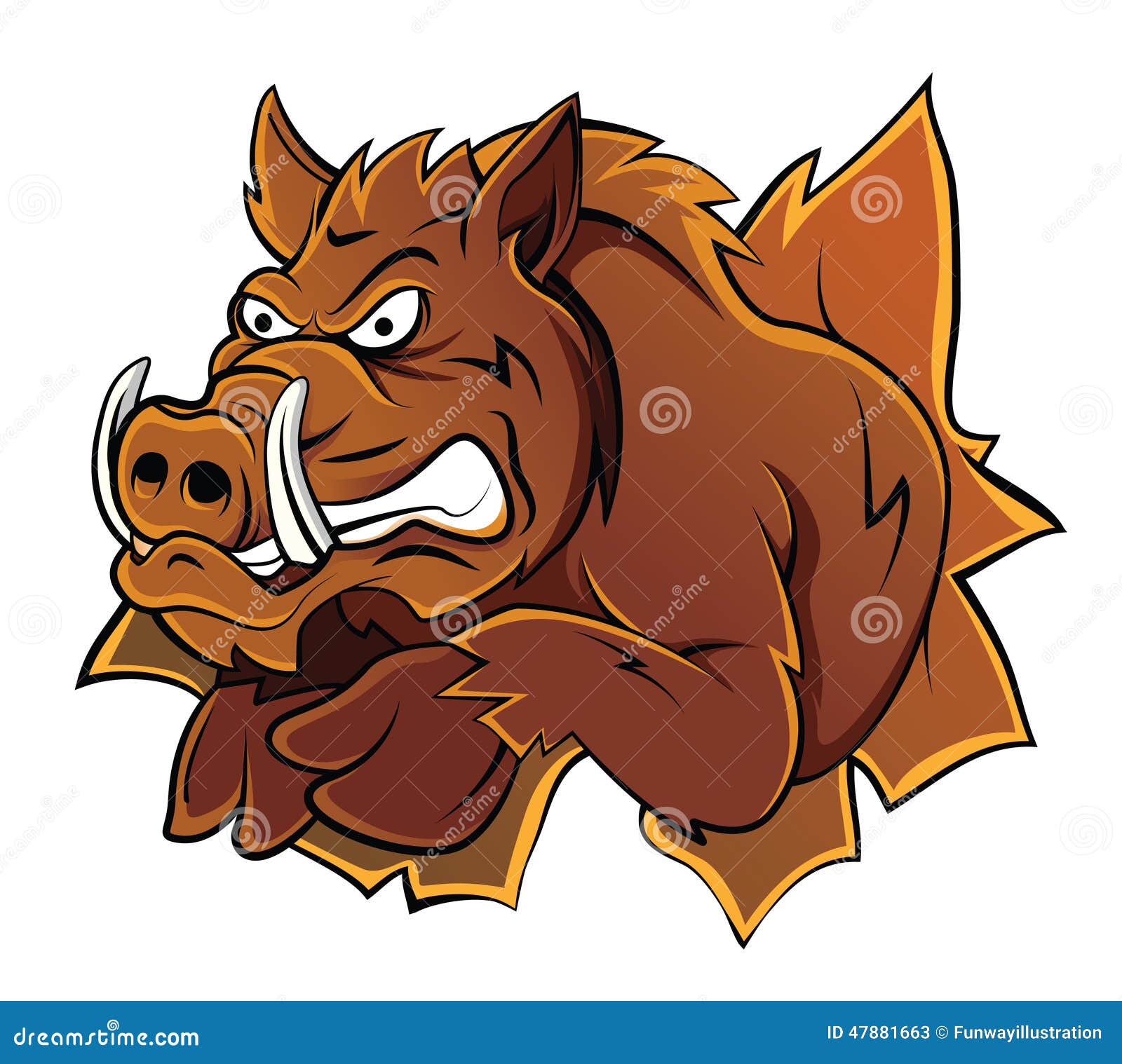 Cabeça do javali ilustração do vetor. Ilustração de selvagem - 47881663