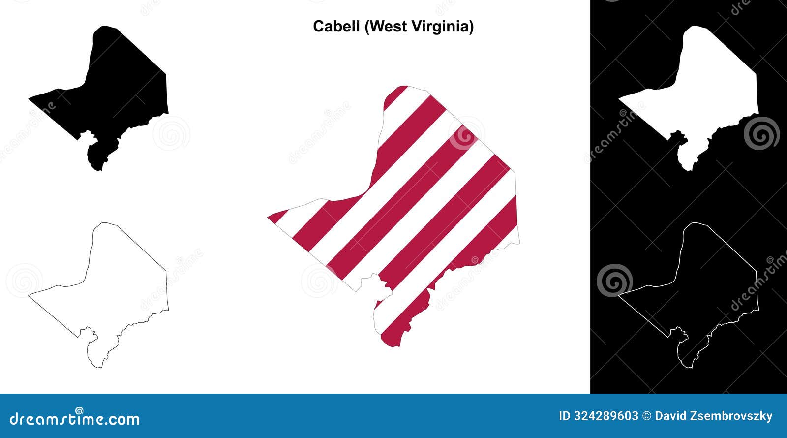 Cabell outline map stock vector. Illustration of virginia - 324289603