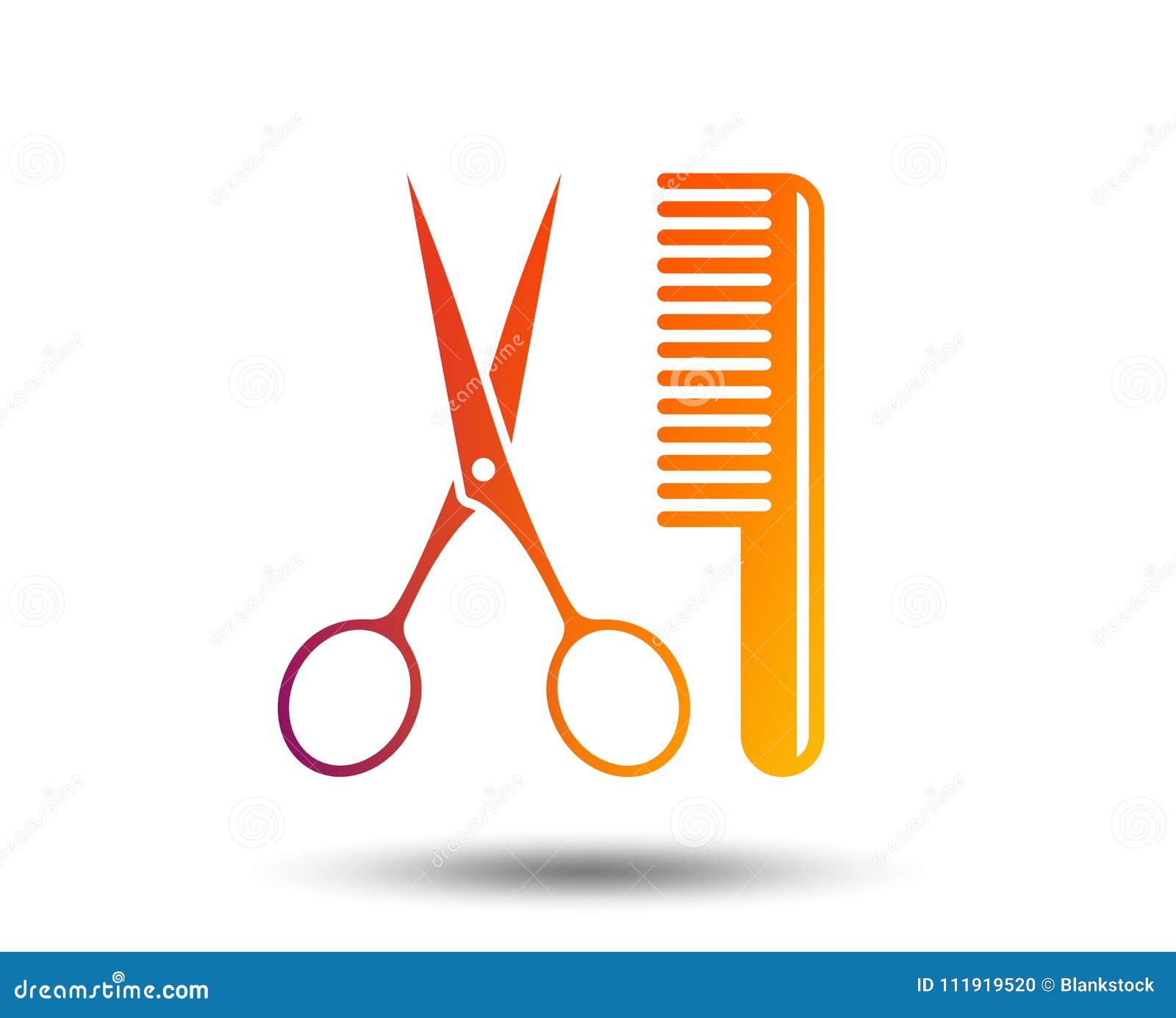 Cabelo Do Pente Com ícone Do Sinal Das Tesouras Símbolo Do Barbeiro