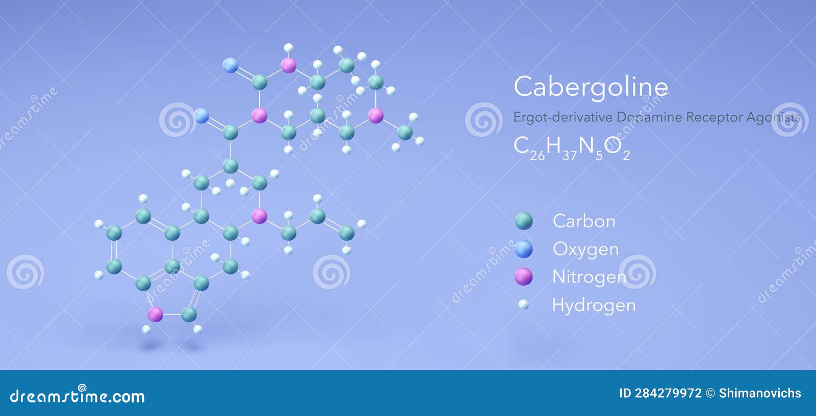 Cabergoline Molecule 3d, Molecular Structure, Ball And Stick Model ...